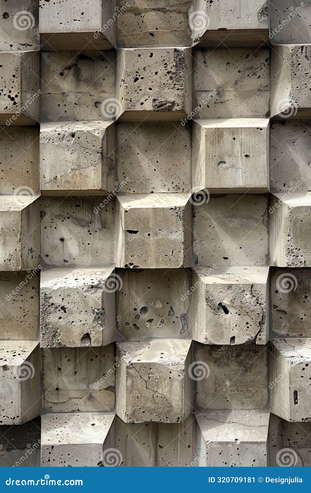 Staggered Concrete Blocks Creating Textured Wall Background With Urban ...
