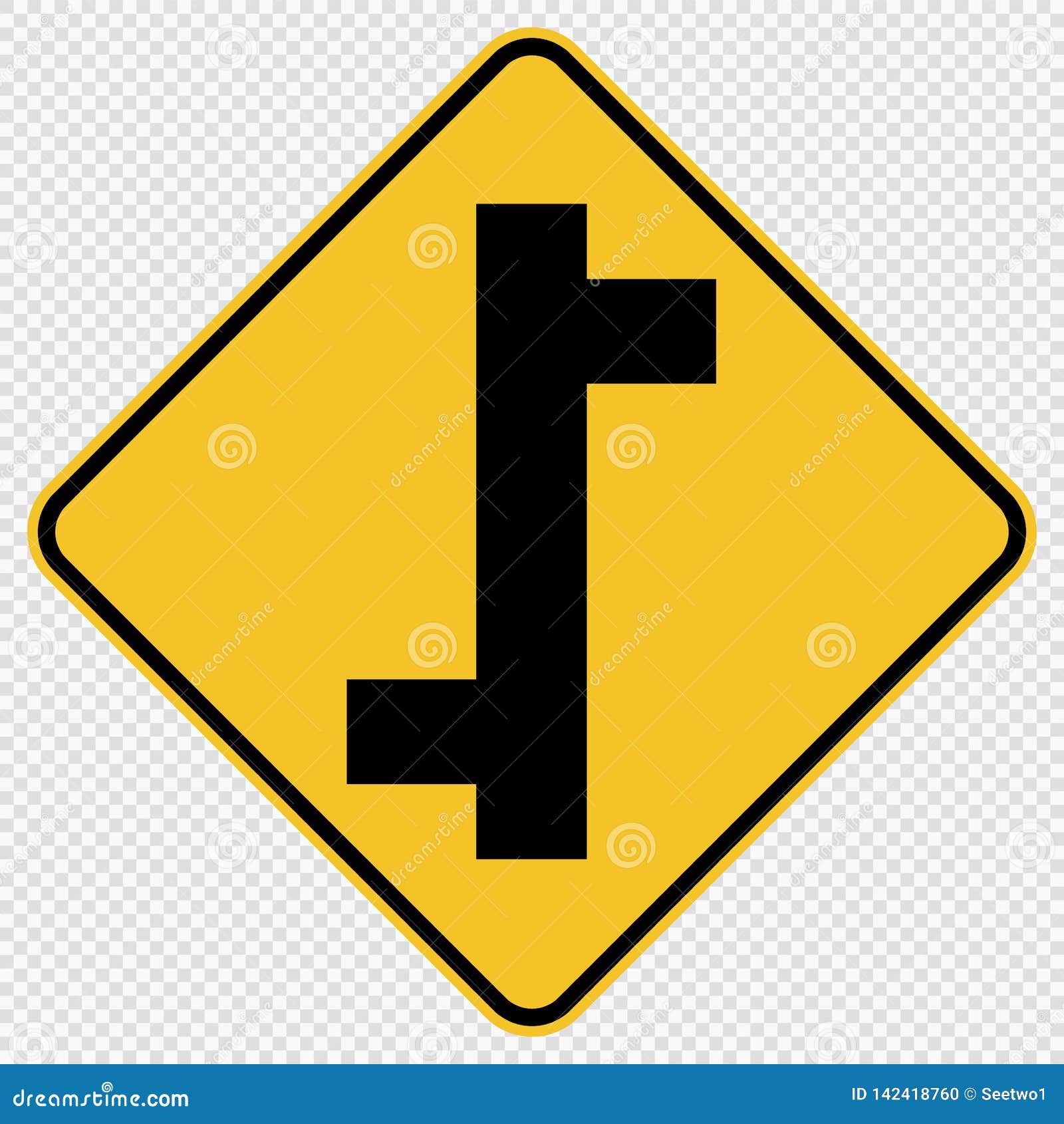Symbol Staggered Junction Traffic Road Sign on Transparent Background ...