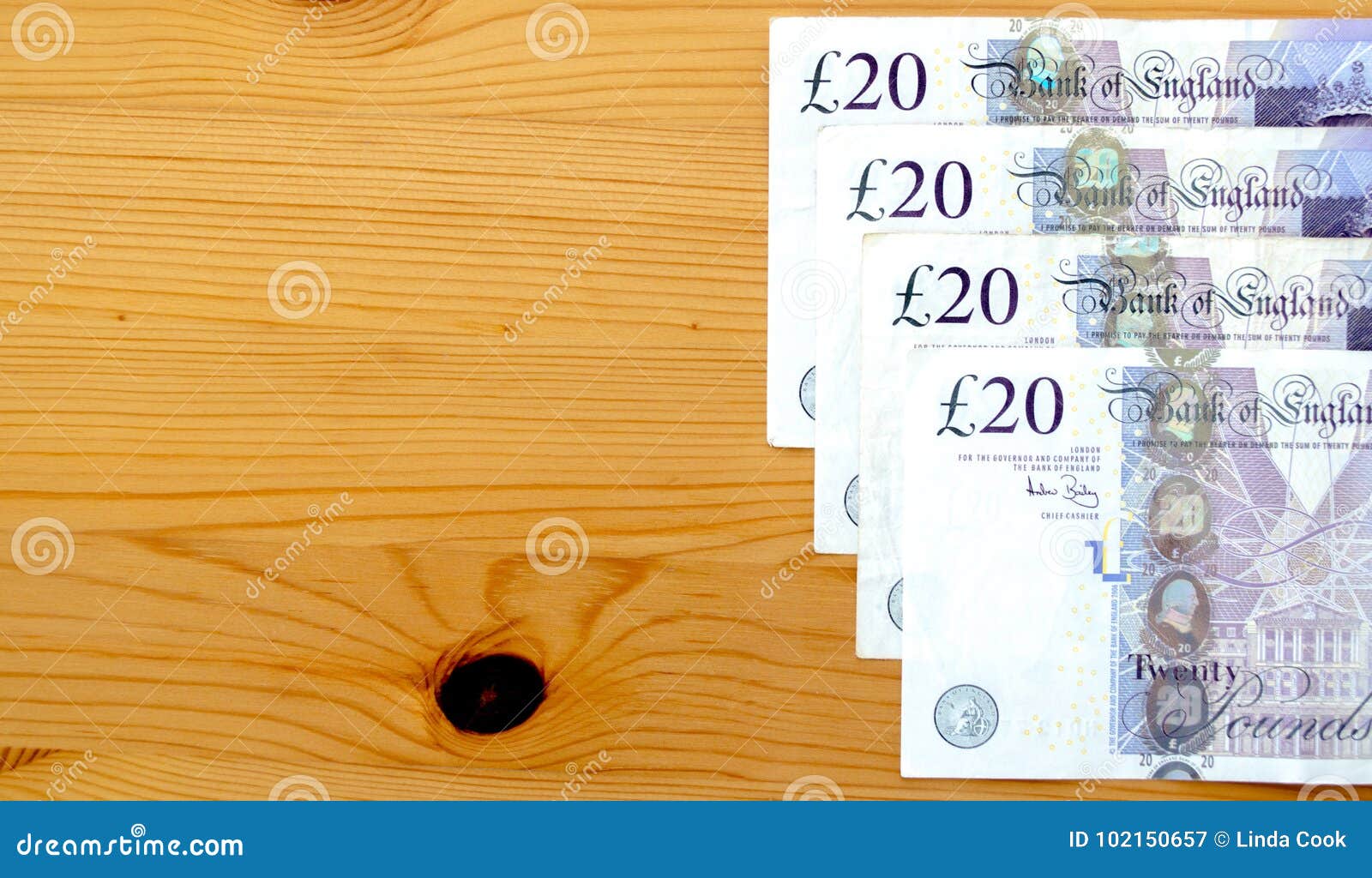 Row of British Twenty Pound Notes on a Table Editorial Photography ...