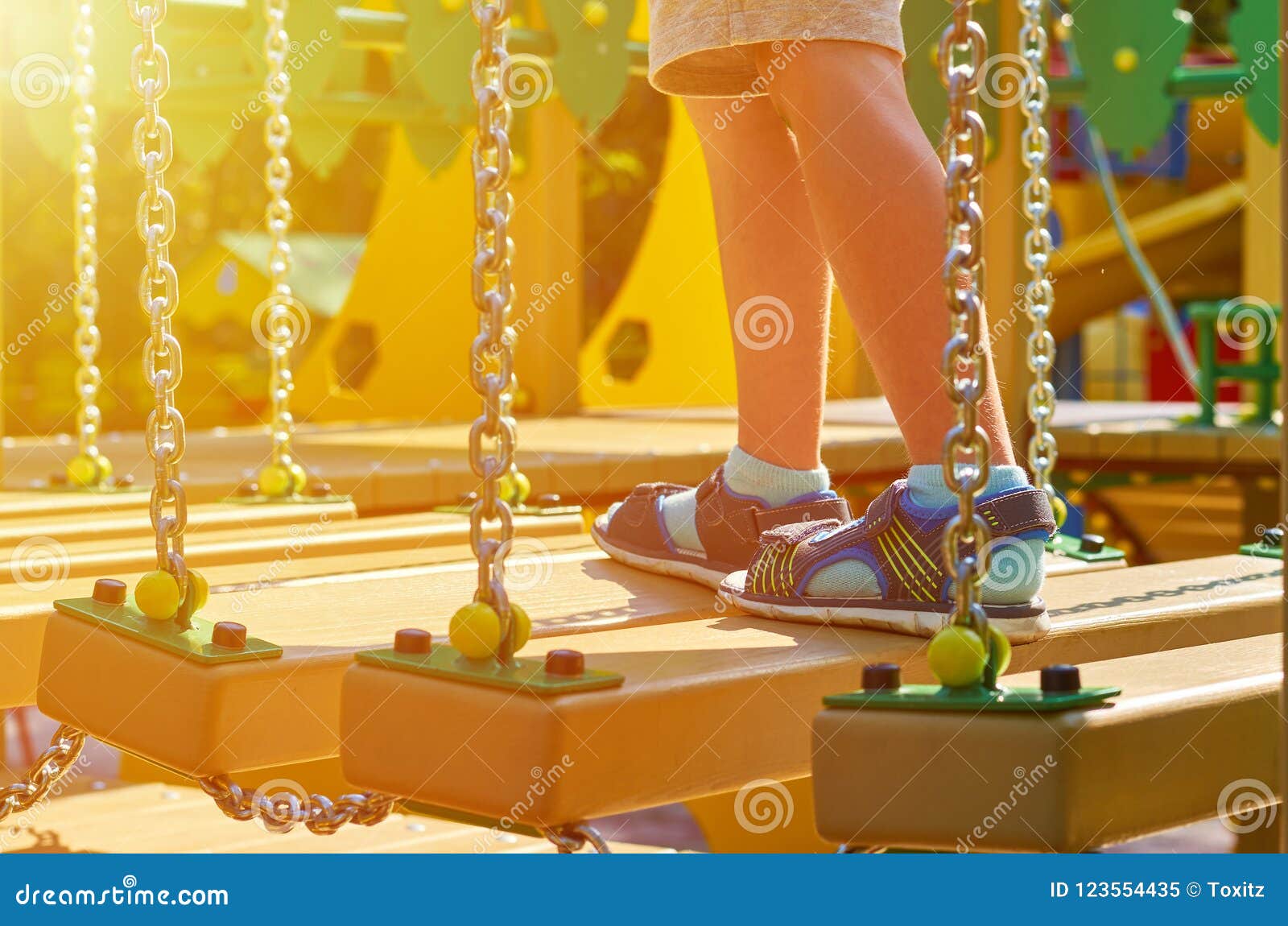 Staggering Steps for Children in the Public Playground with Kid& X27;s ...