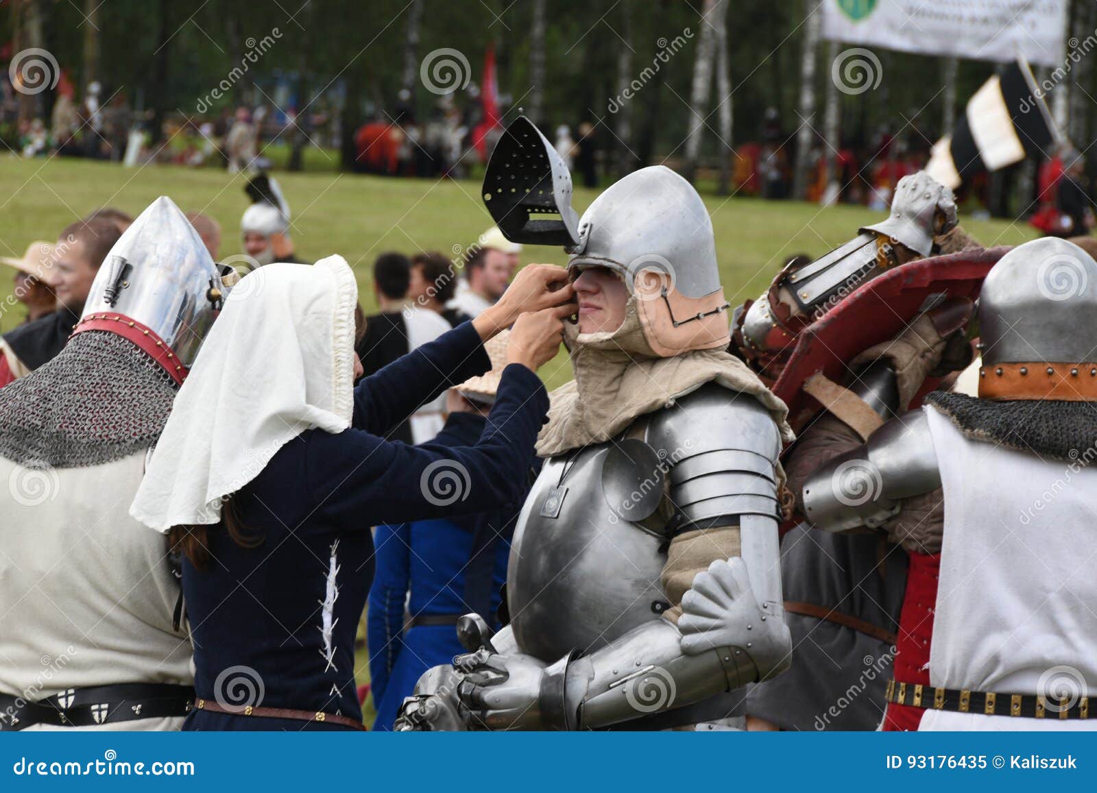 The Medieval Lady Helps To Dress Up Her Knight Editorial Image - Image ...