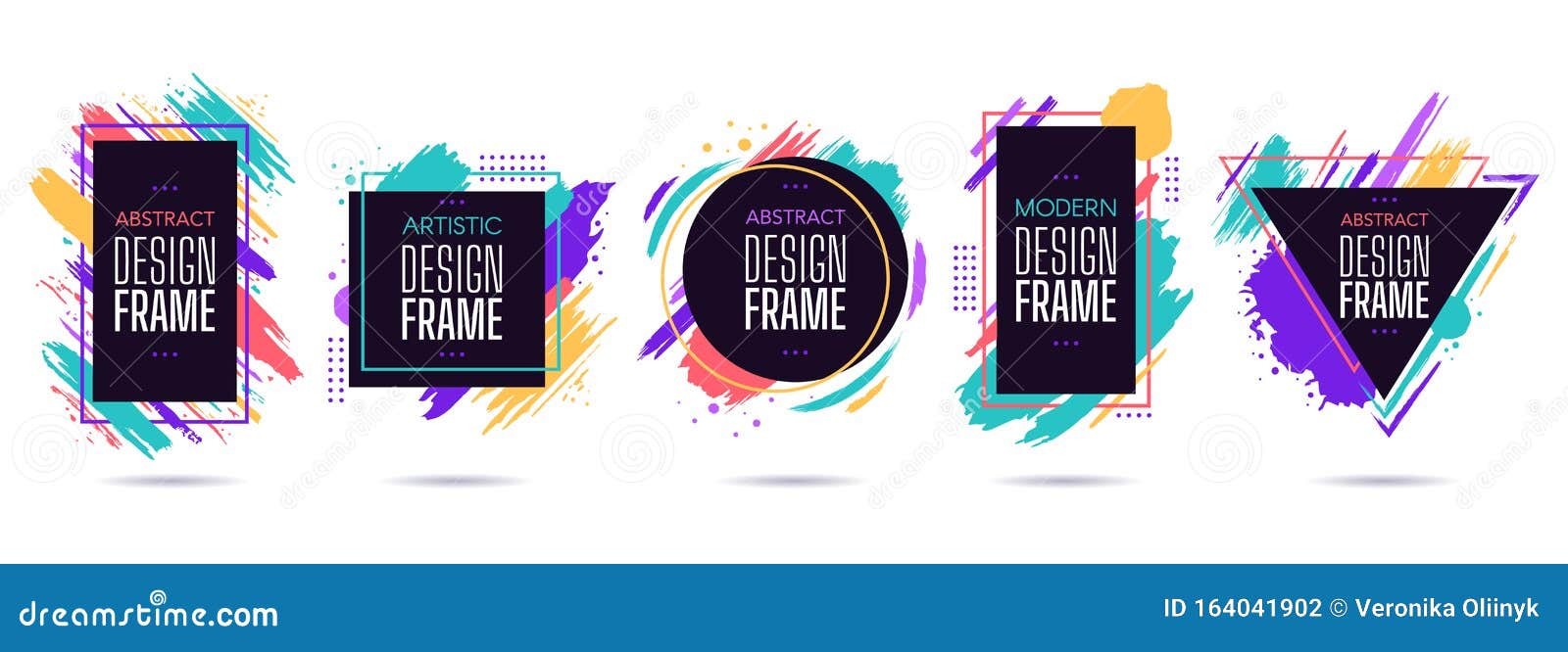 Stain Frame with Text Elements. Grunge Paint Brush Stroke Frames ...