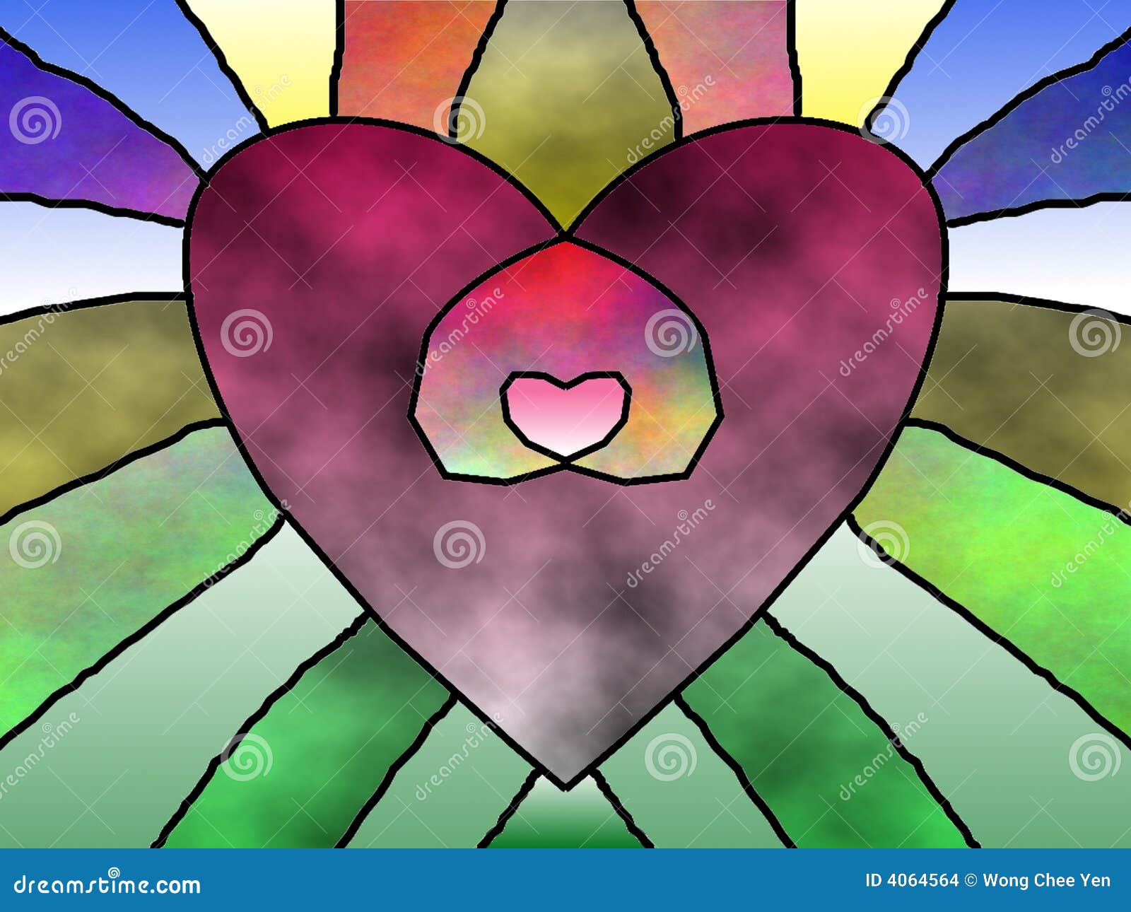 Stain glass heart in heart stock illustration. Illustration of creative ...