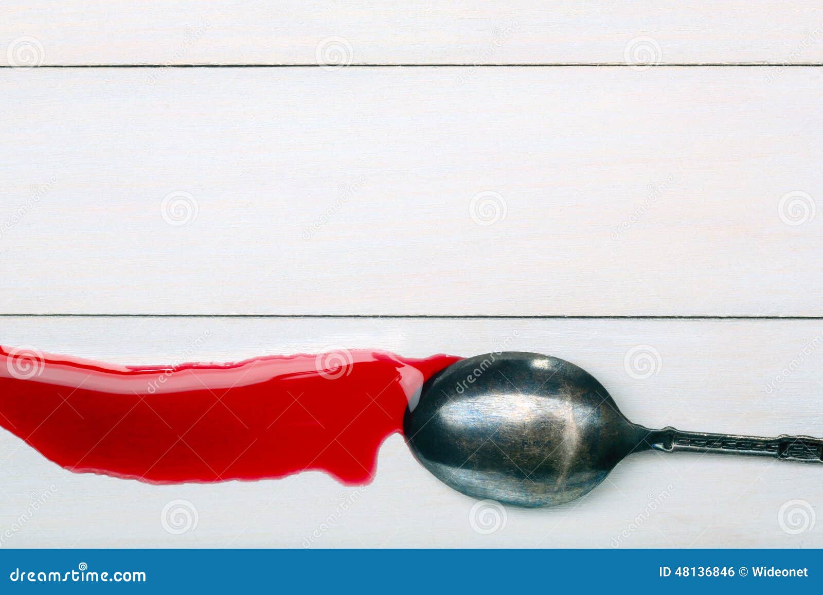 Stain of Red Juice Flowing Down from Spoons Stock Photo - Image of ...