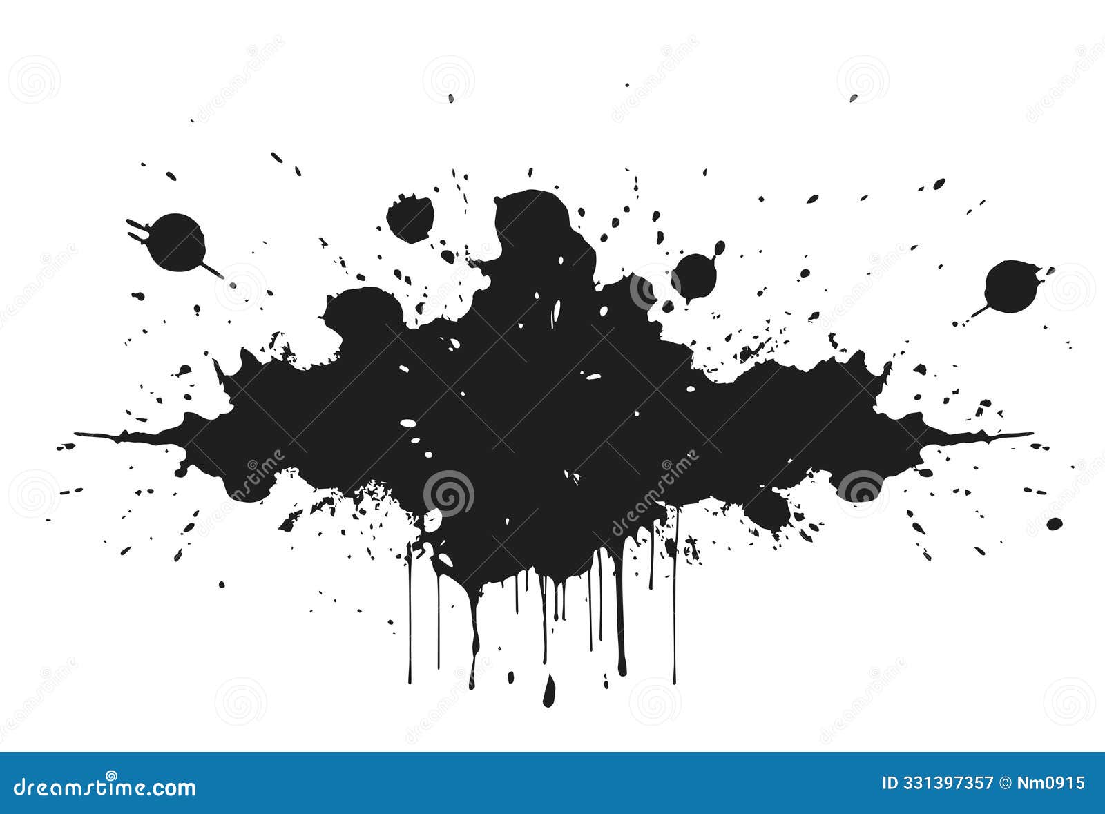 Stain with Splash and Dripping Ink. Grunge Paint Texture. Vector Image ...