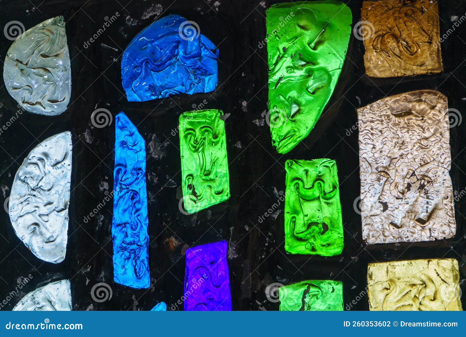 Stained Blue and Green Glass Window Stock Photo - Image of vertical ...