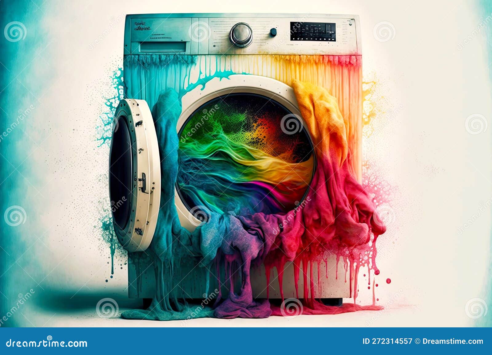 Stained Clothes Multi-colored Things in Drum of Machine Washing Stock ...