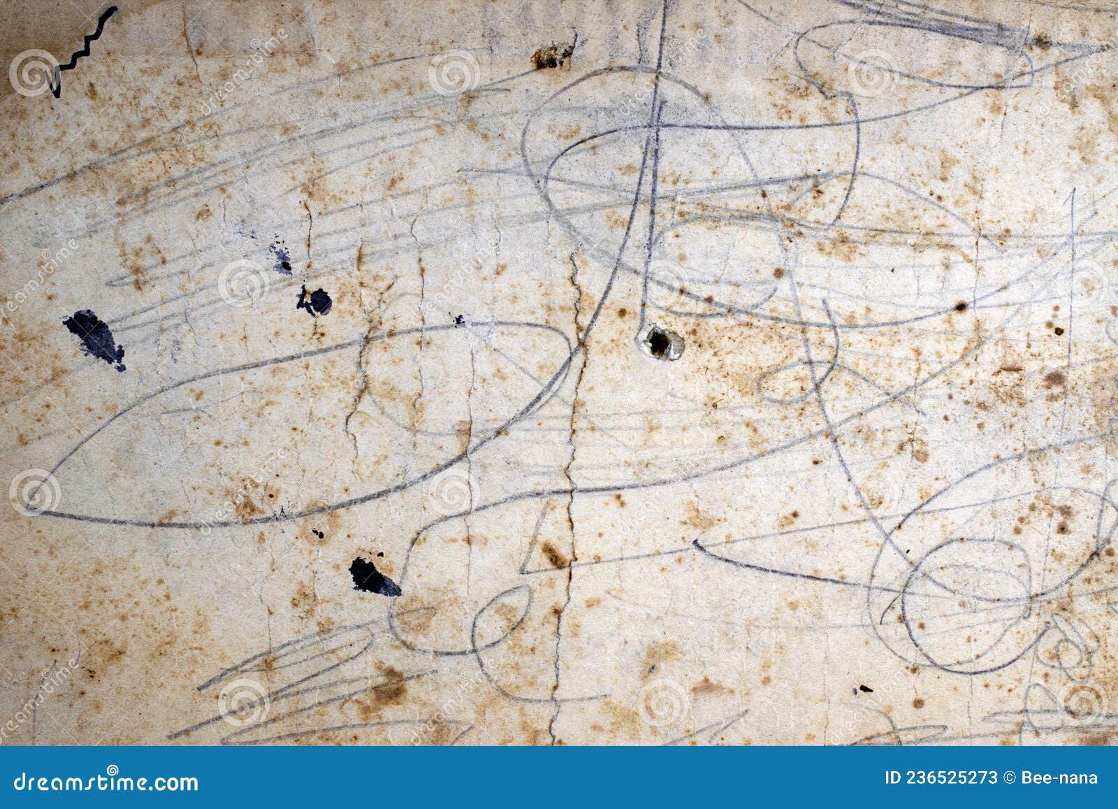 Stained and Damaged Vintage Paper with Scribble Marks Stock Image ...