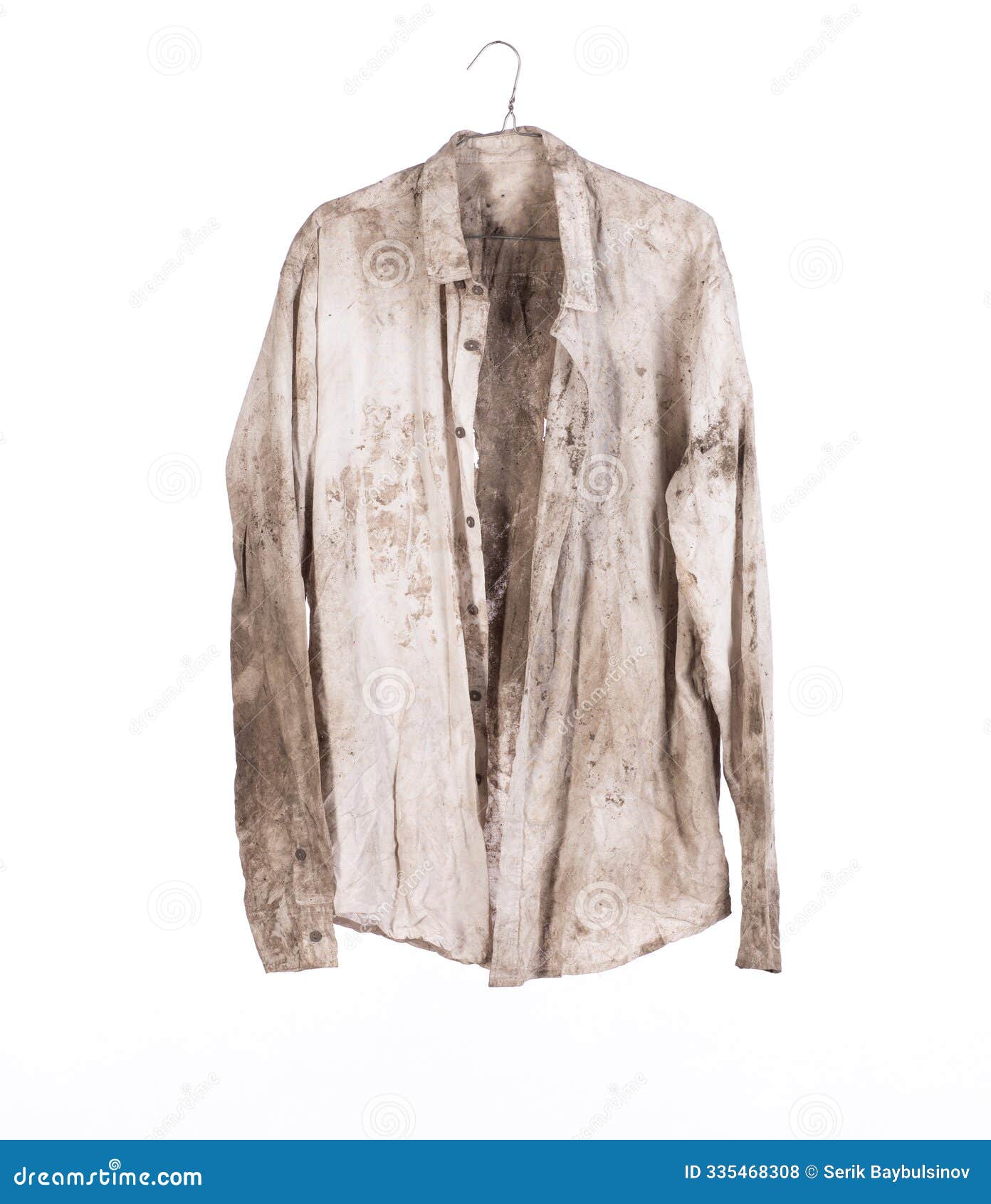 Stained Dirty White Shirt Isolated on White Stock Photo - Image of ...