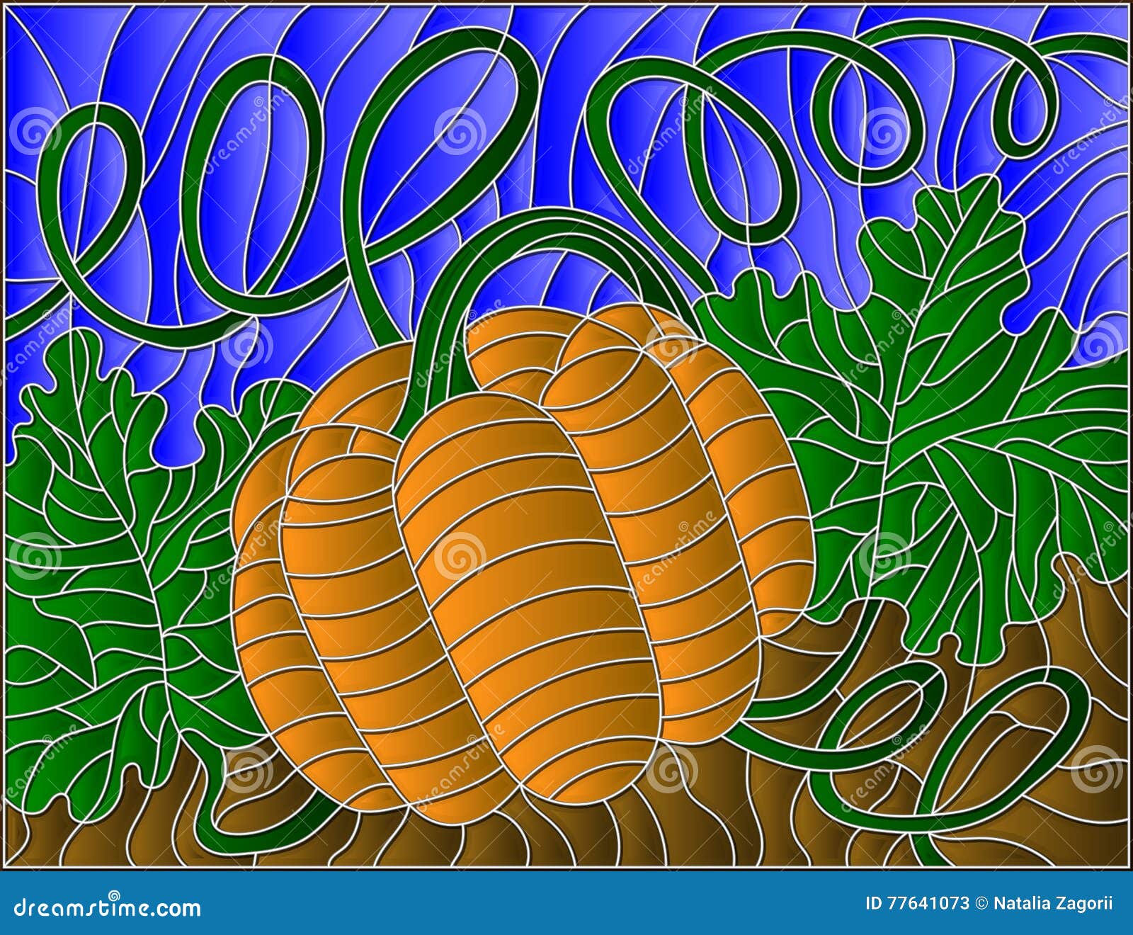 Stained Glass Abstract Illustration with Pumpkin Stock Vector ...