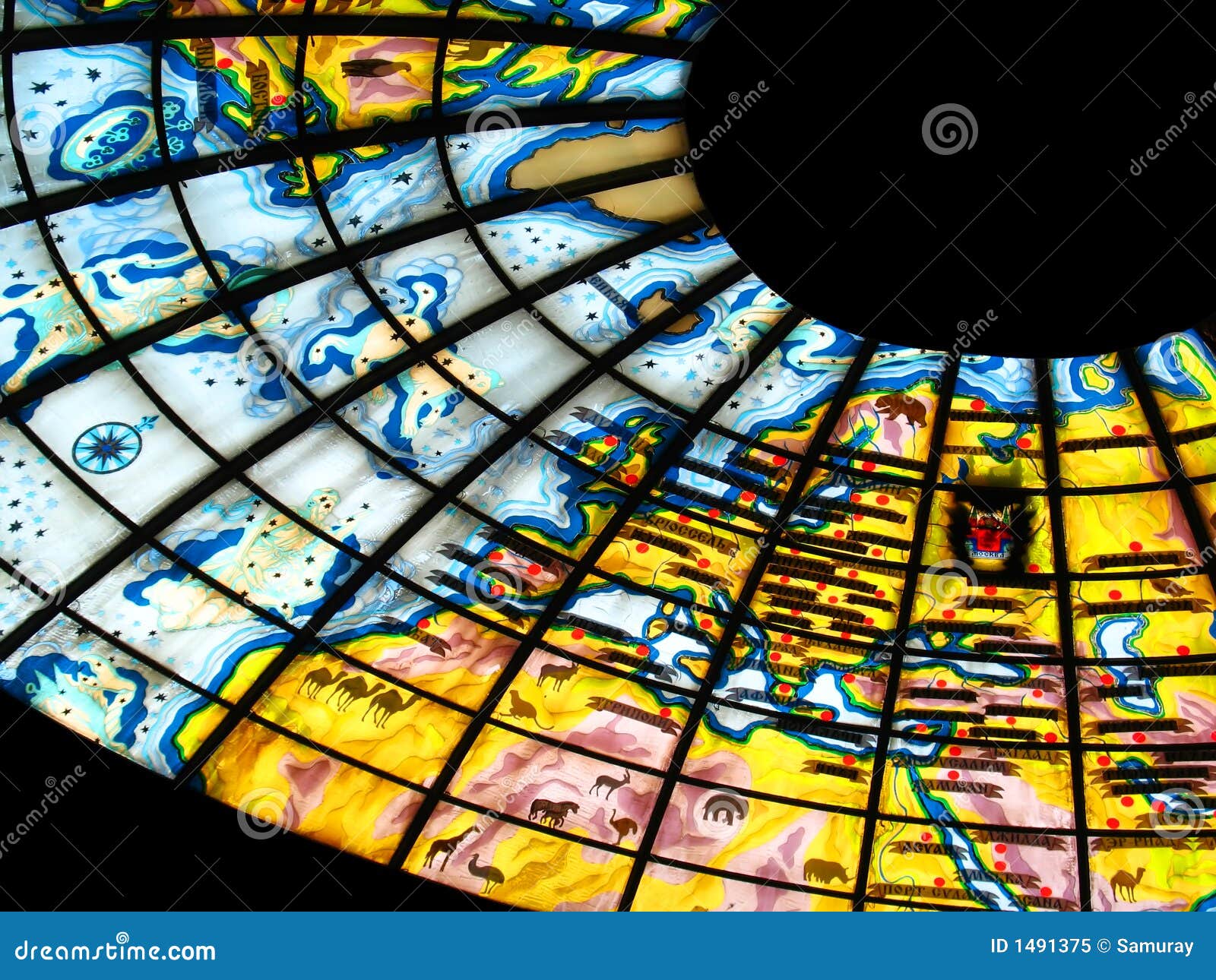 Stained glass bright stock image. Image of ceiling, detailed - 1491375