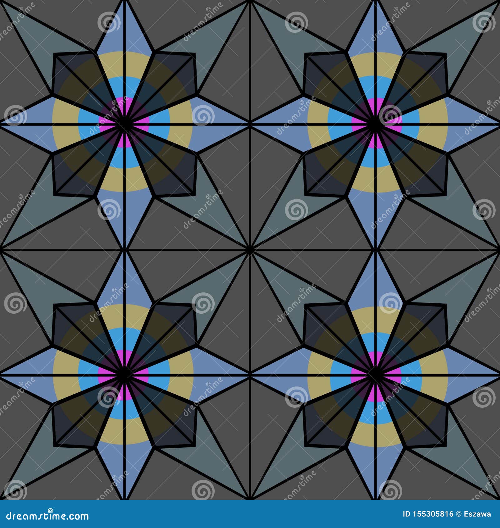 Stained Glass or Ceramic Tiles with Seamless Pattern. Illustration ...