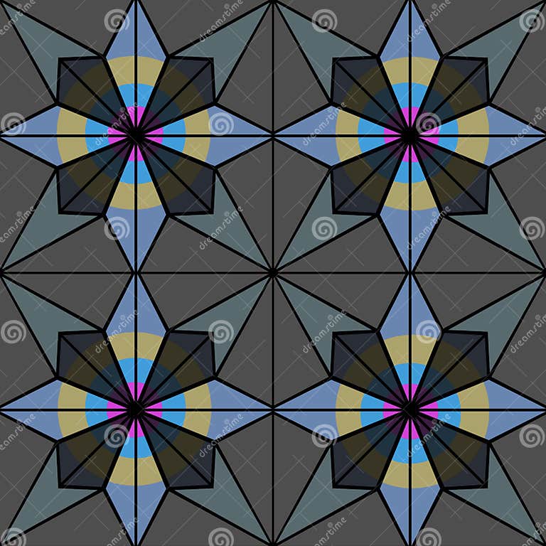 Stained Glass or Ceramic Tiles with Seamless Pattern. Illustration ...