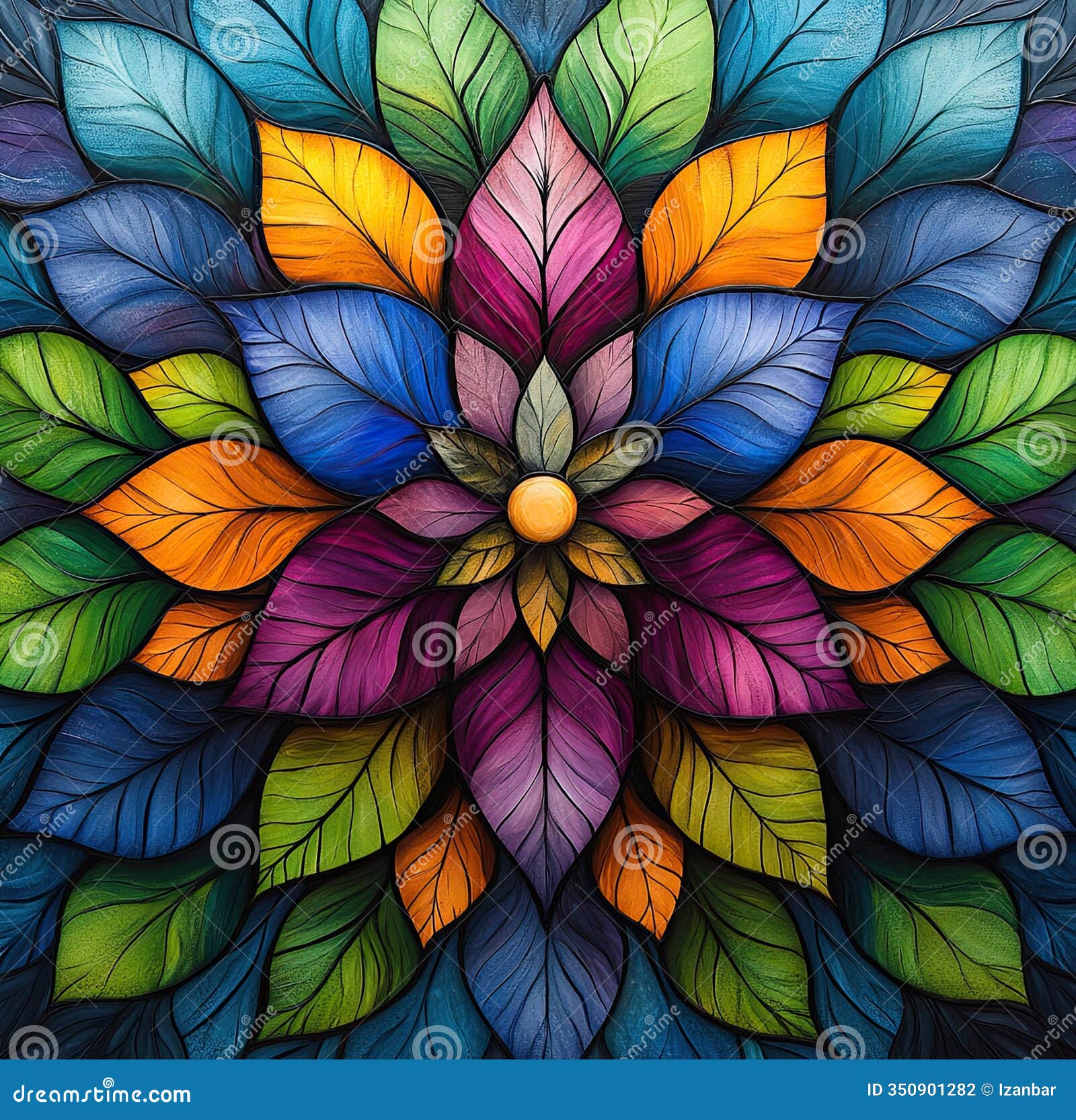Stained Glass Design Featuring an Intricate Mandala Pattern Flower ...