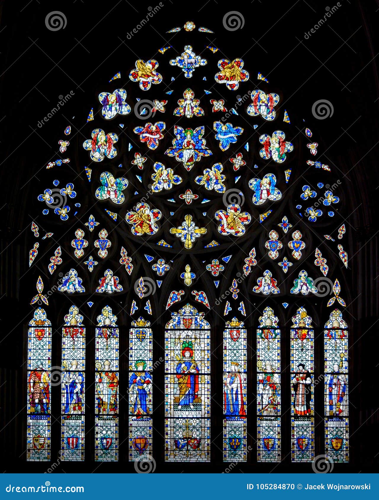 Stained Glass in Exeter Cathedral, West Window Editorial Image - Image ...