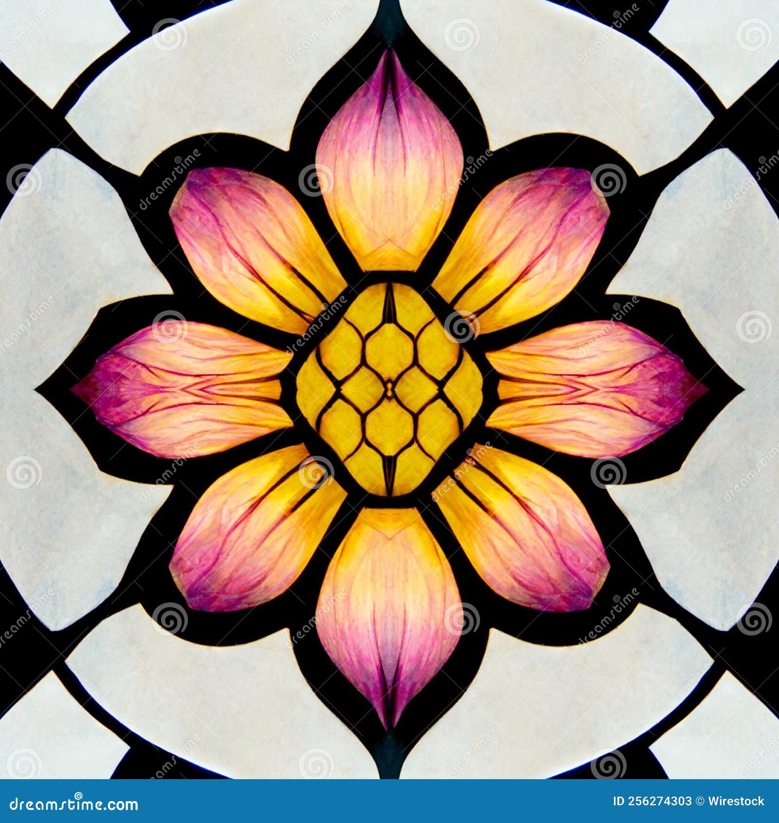 Stained Glass Floral Seamless Pattern for Background Stock Illustration ...