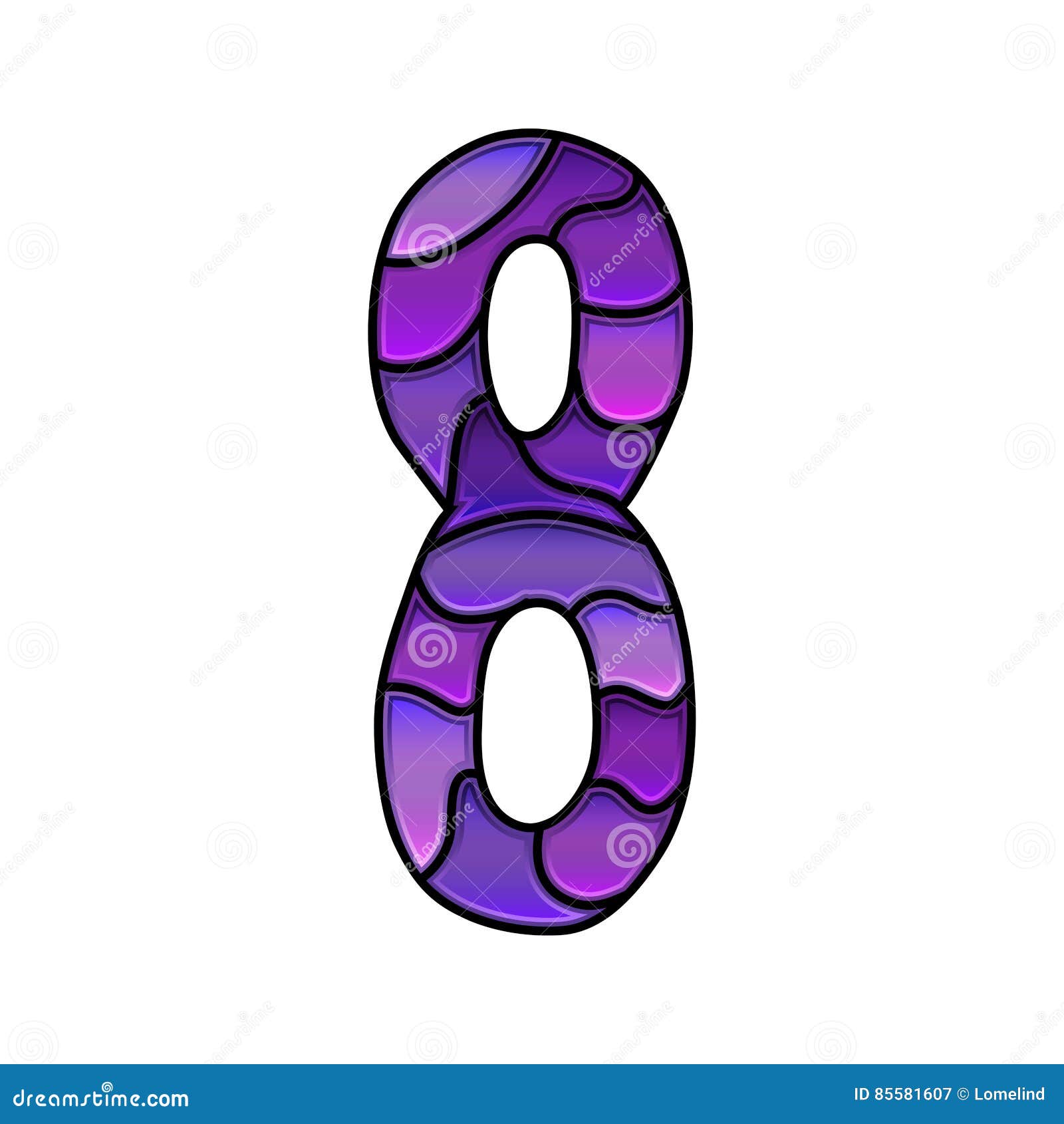Stained Glass Font, Number Eight Stock Illustration - Illustration of ...