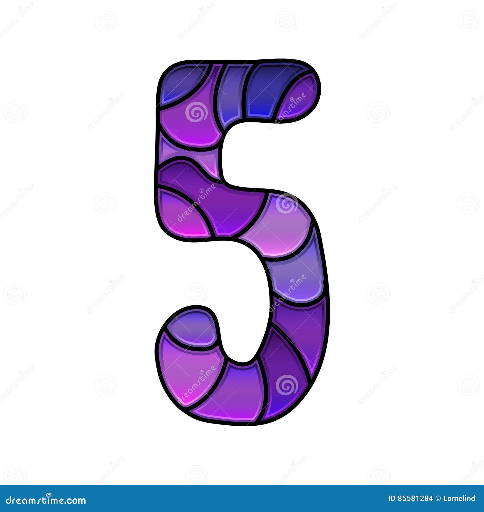 Stained Glass Font, Number Five Stock Illustration - Illustration of ...