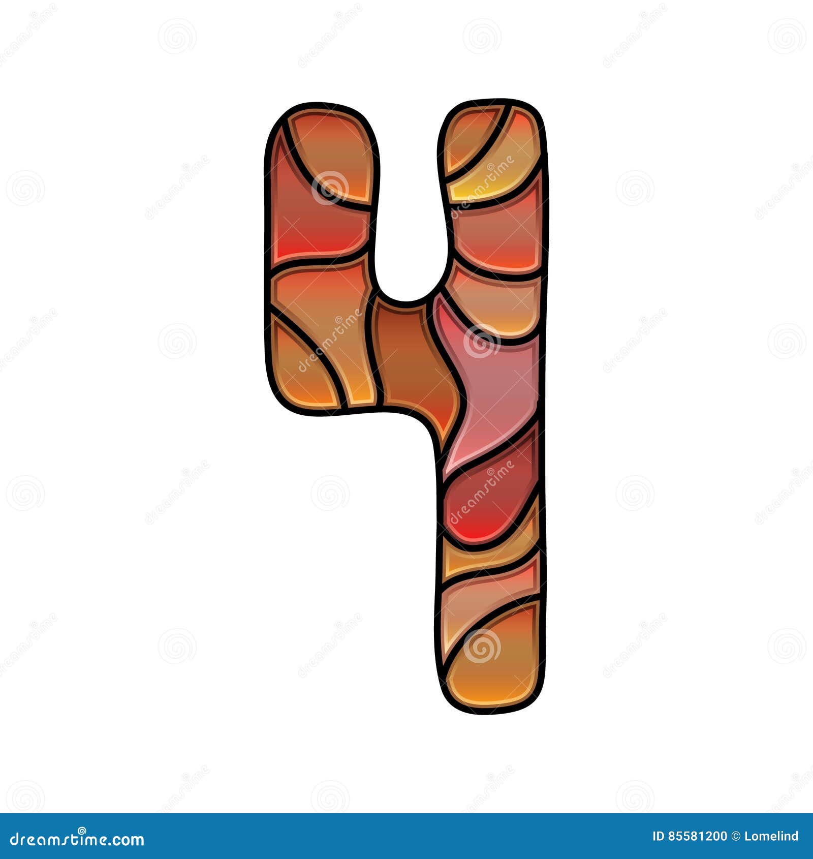Stained Glass Font, Number Four Stock Illustration - Illustration of ...