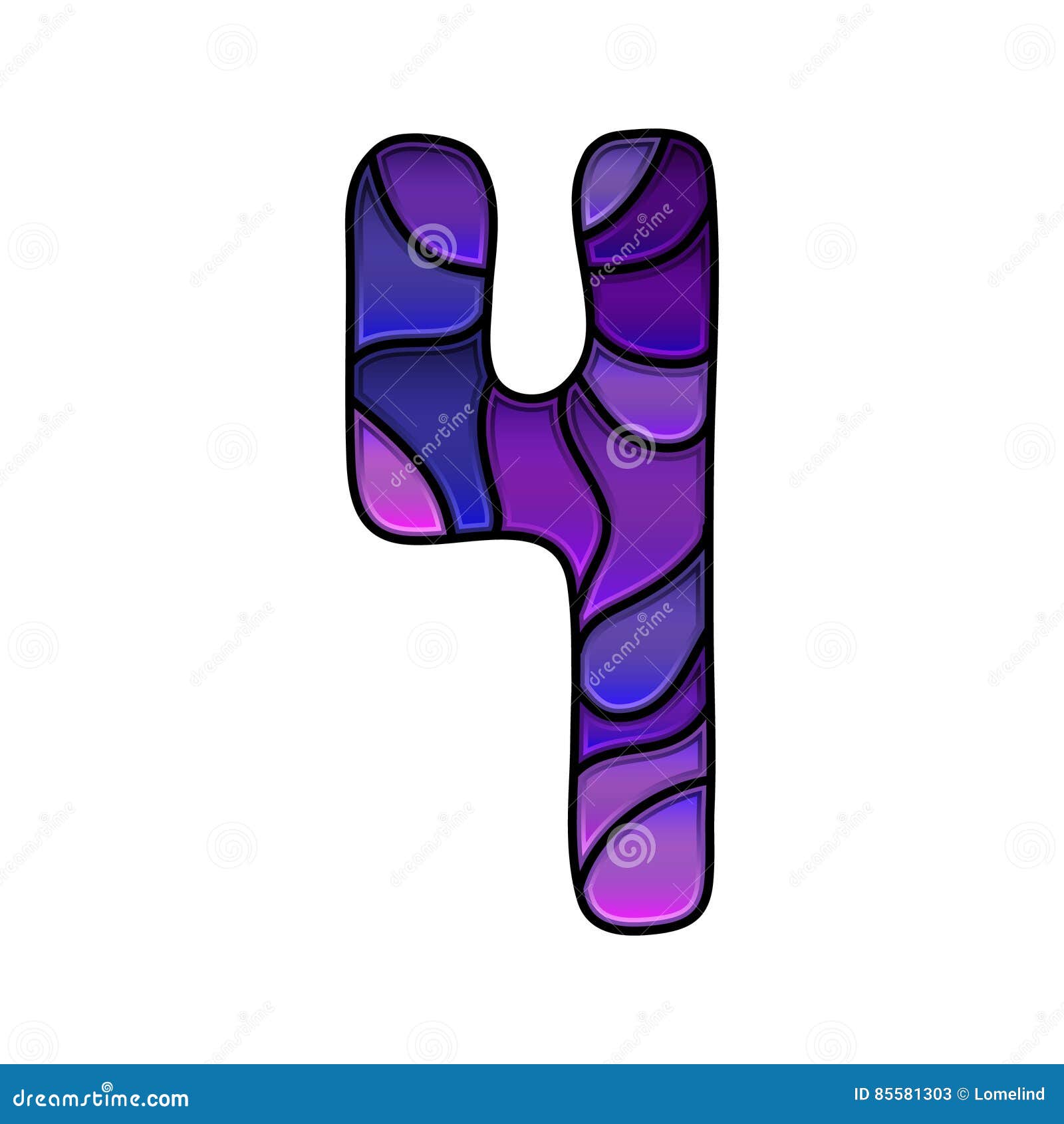 Stained Glass Font, Number Four Stock Illustration - Illustration of ...