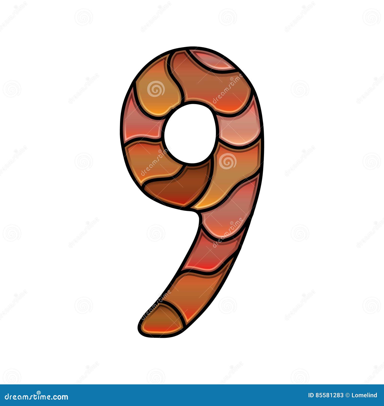 Stained Glass Font, Number Nine Stock Illustration - Illustration of ...