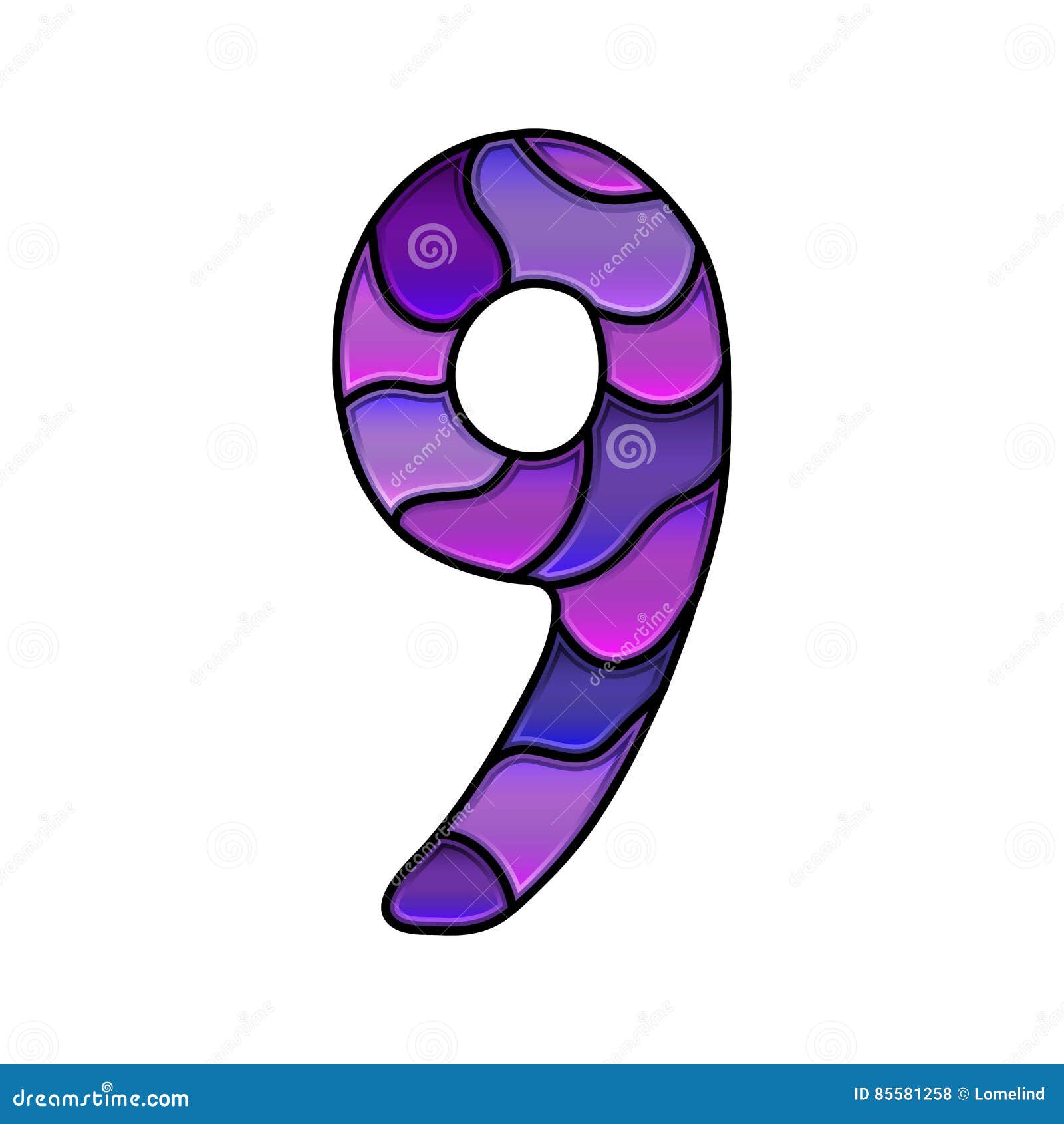 Stained Glass Font, Number Nine Stock Illustration - Illustration of ...