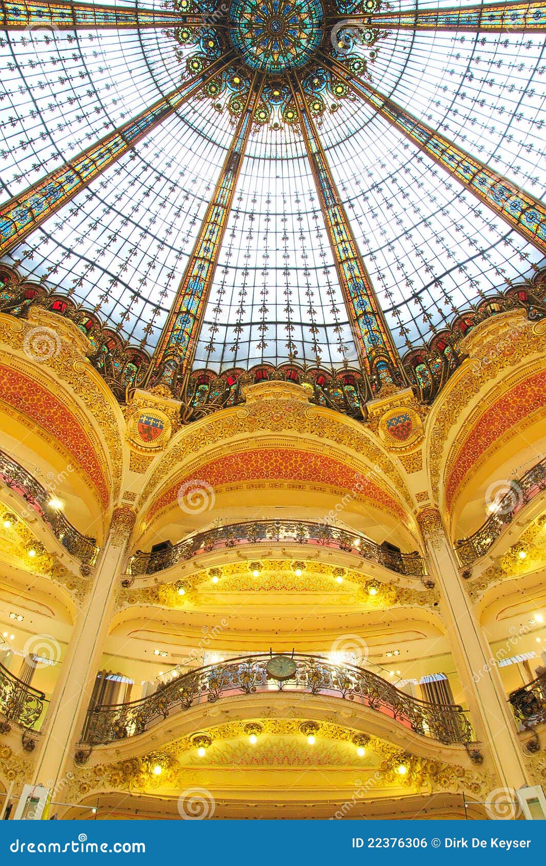 Stained Glass and Golden Balconies in Paris Stock Photo - Image of arch ...