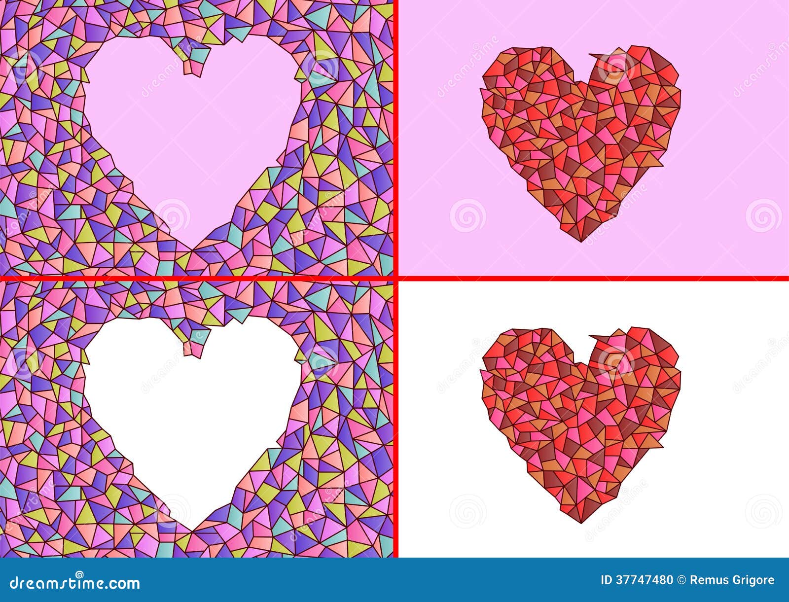 3d Glass Hearts. Glossy Heart Reflection With Water Liquid, Clear Hart ...