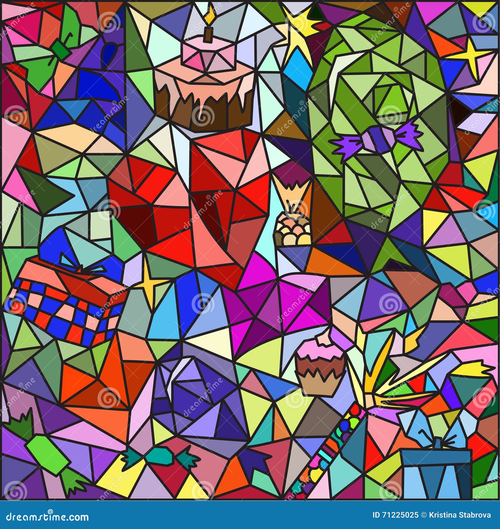 Stained Glass on a Holiday Theme. Stock Vector - Illustration of design ...