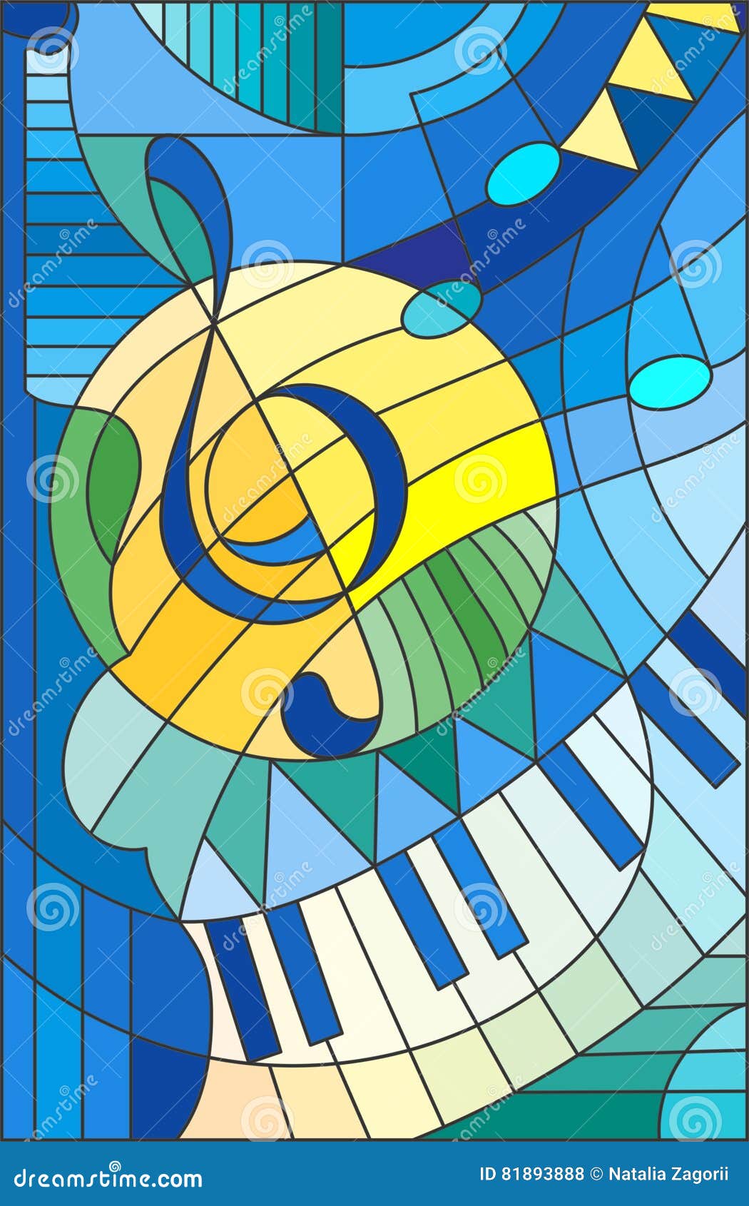 Stained Glass Illustration Abstract Image of a Treble Clef Stock Vector ...