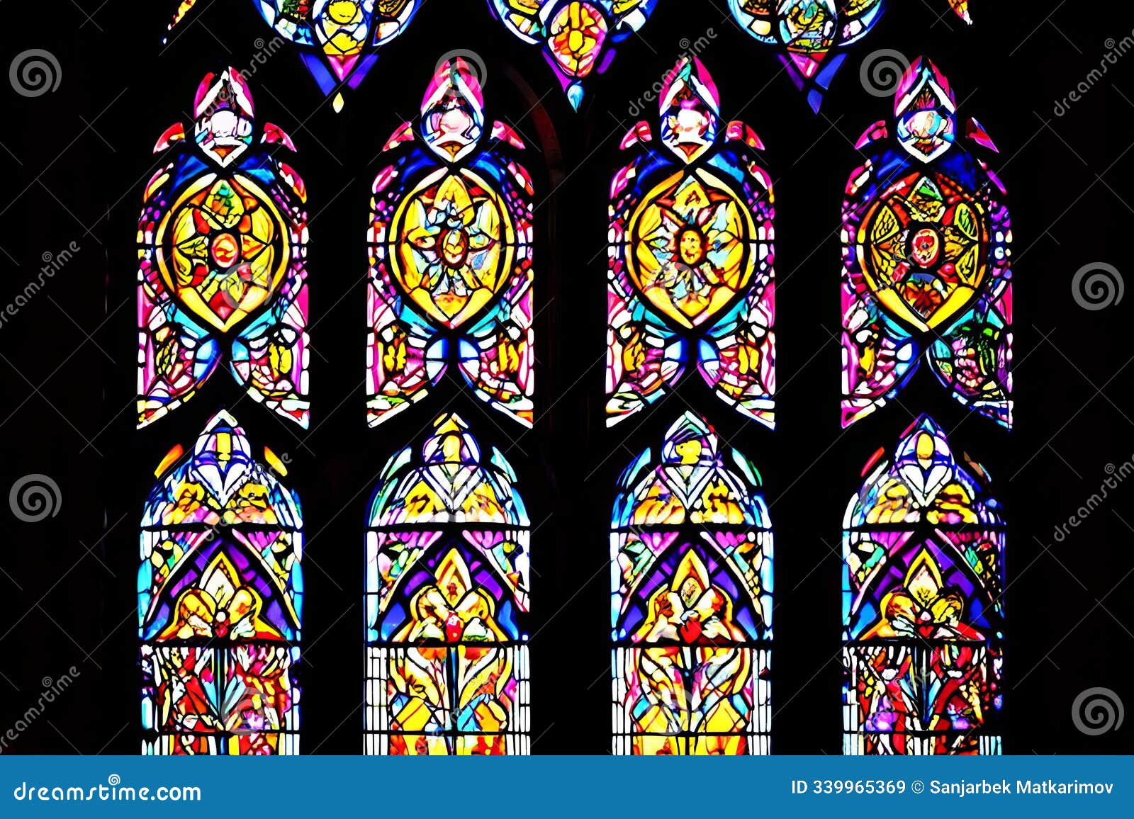 Stained Glass Intricate Patterns and Vibrant Colors Backlit for Stock ...
