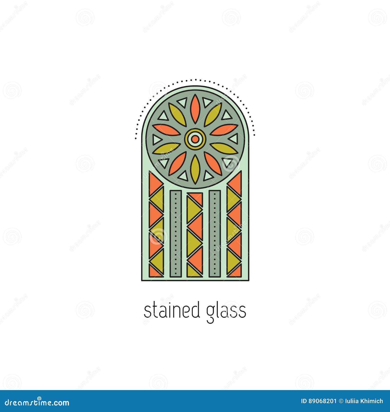 Stained glass line icon stock vector. Illustration of light - 89068201