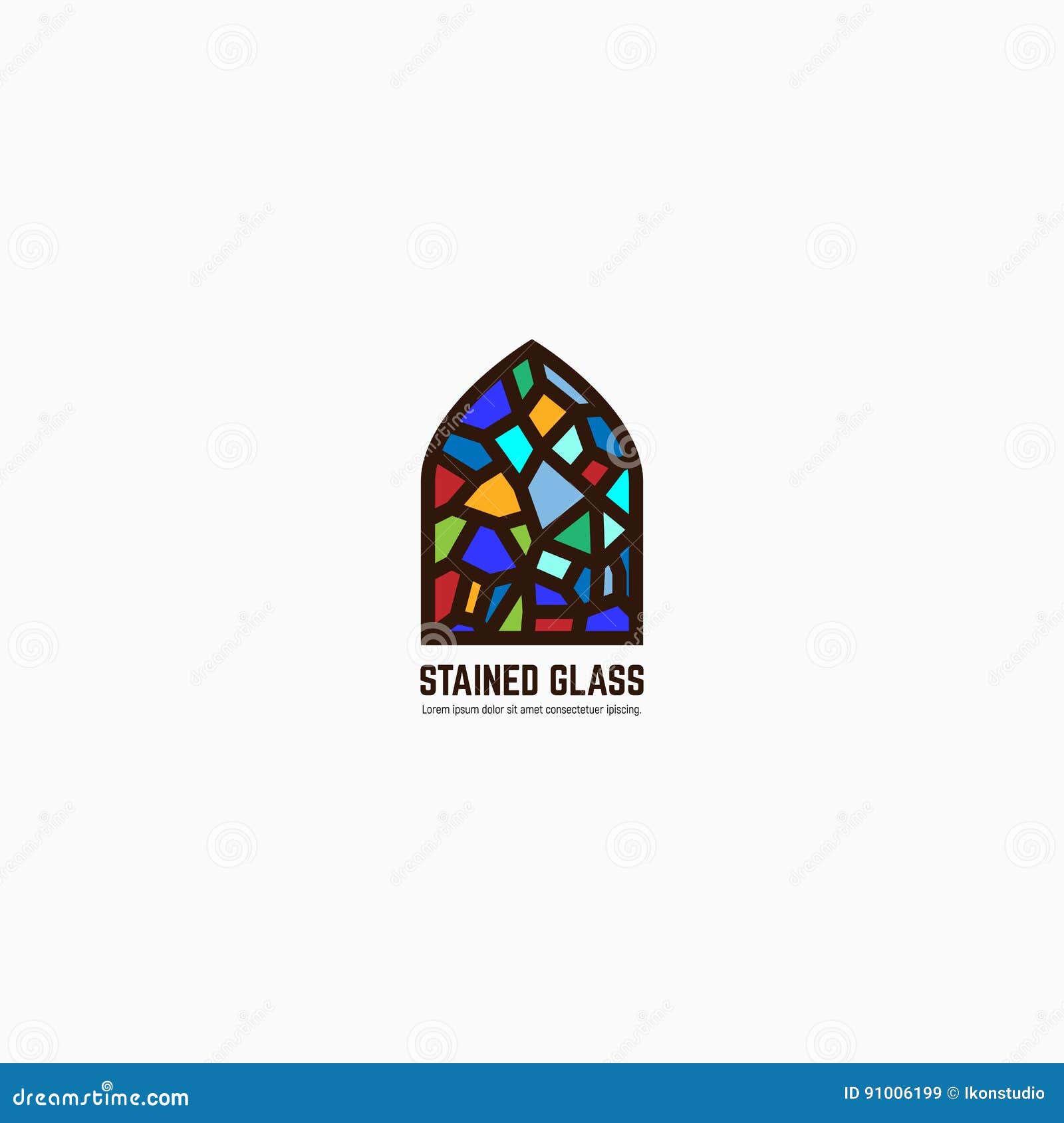 Stained glass logo stock vector. Illustration of bright - 91006199