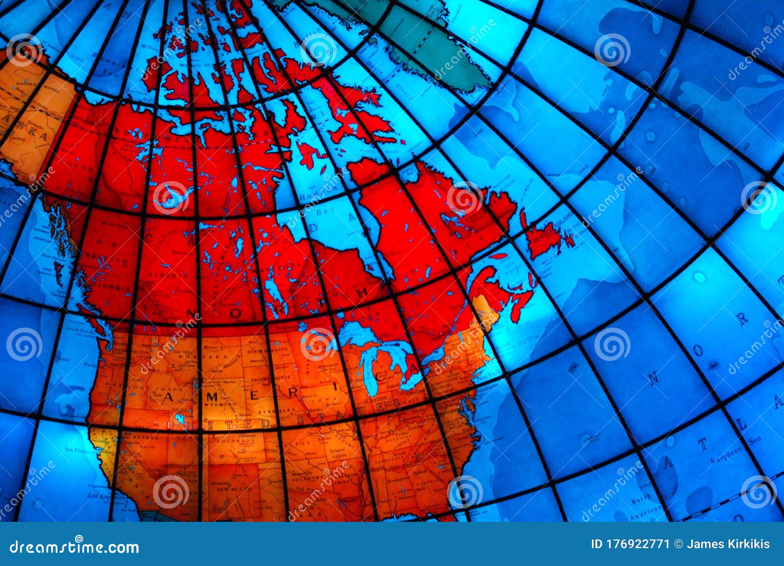 A Stained Glass Map of North America Editorial Photo - Image of america ...