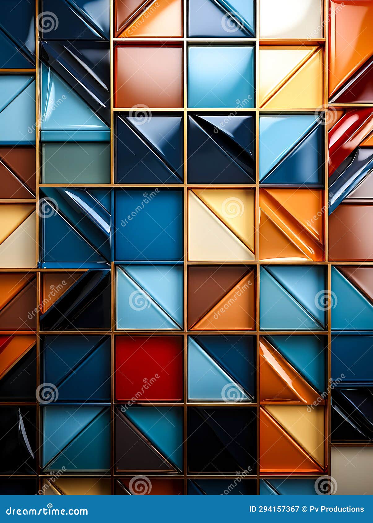 Stained Glass Mosaic Window Geometric Pattern, Cubes Background. Stock ...
