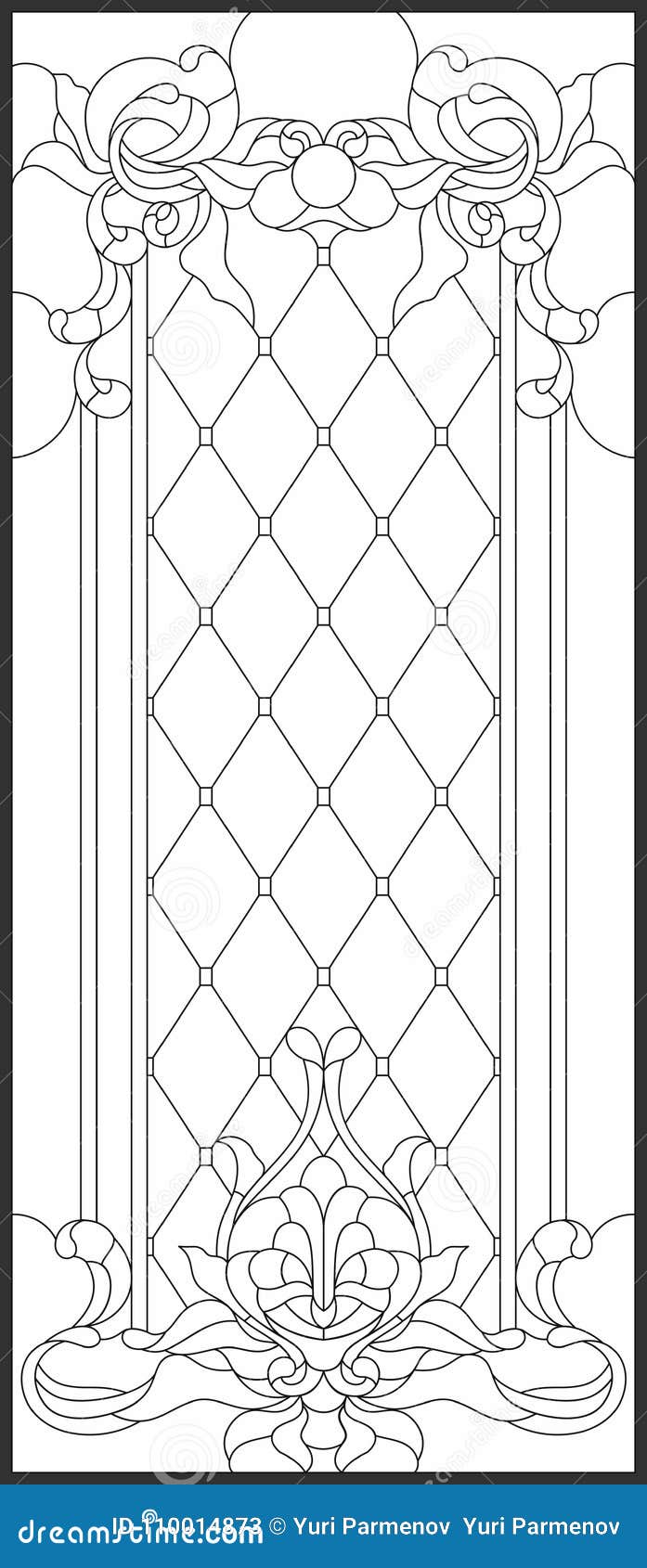 Stained-glass Panel in a Rectangular Frame. Decorative Design of the ...