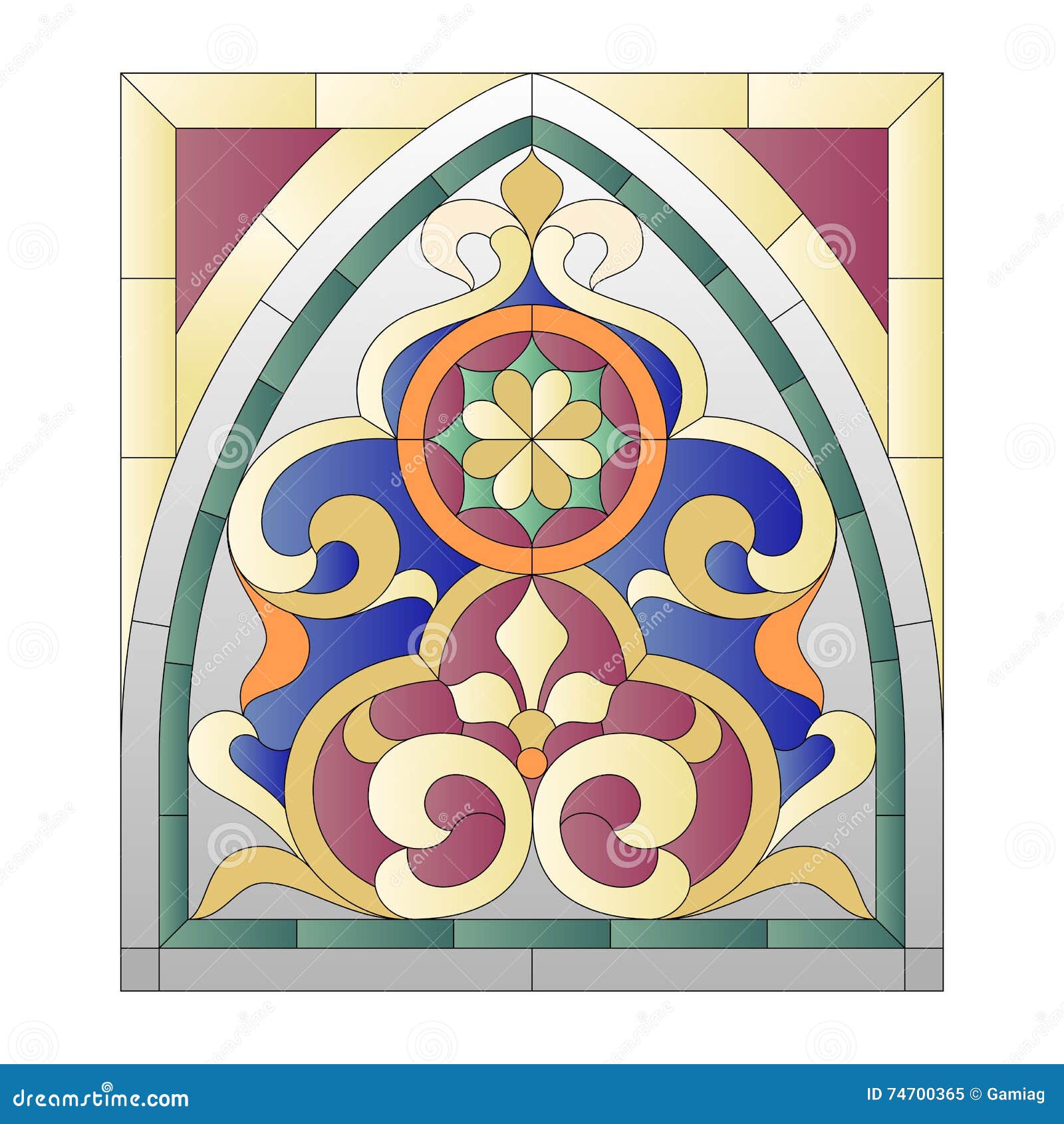 Stained glass pattern stock vector. Illustration of modern - 74700365
