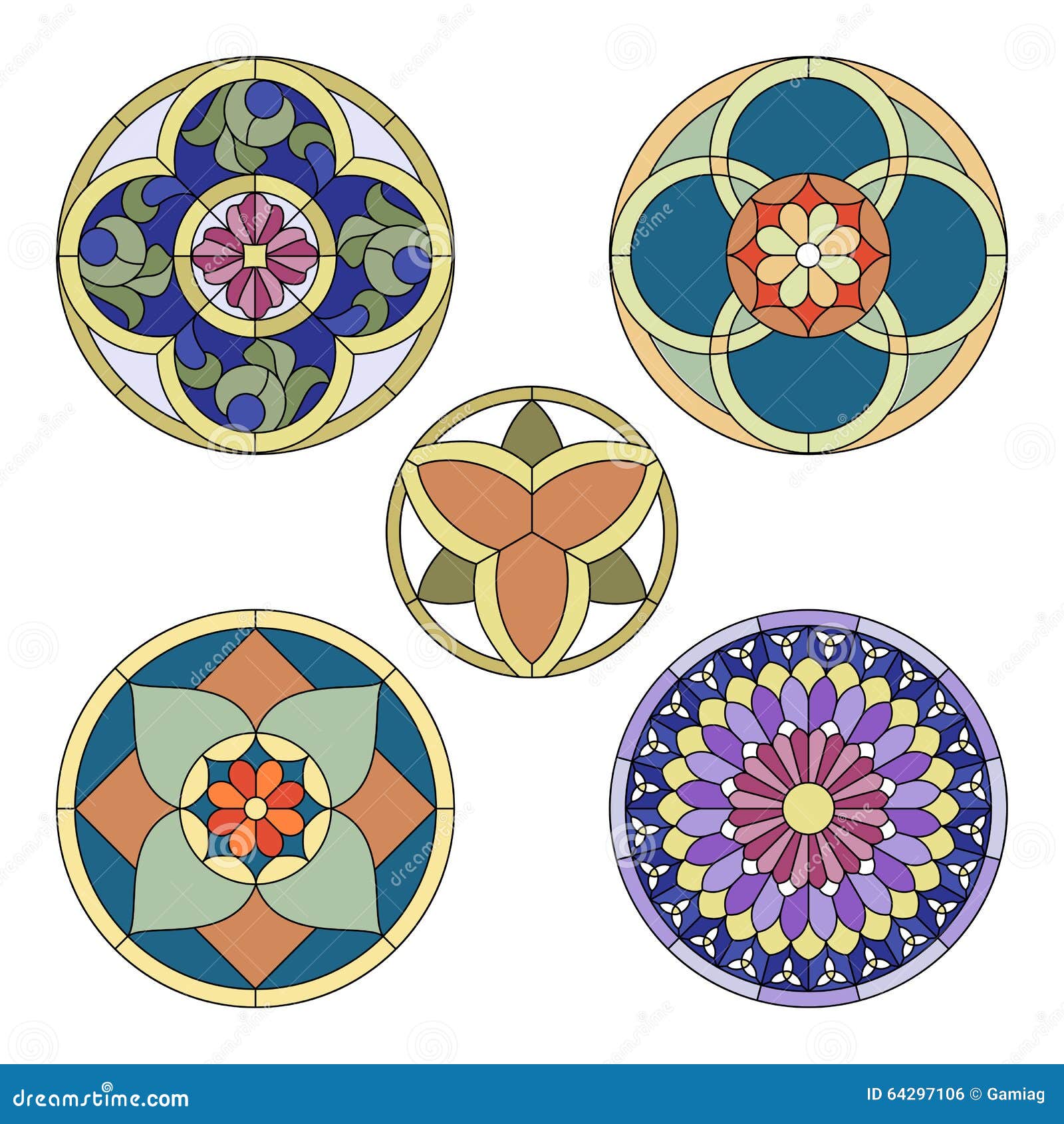 Stained glass pattern stock vector. Illustration of oriental - 64297106