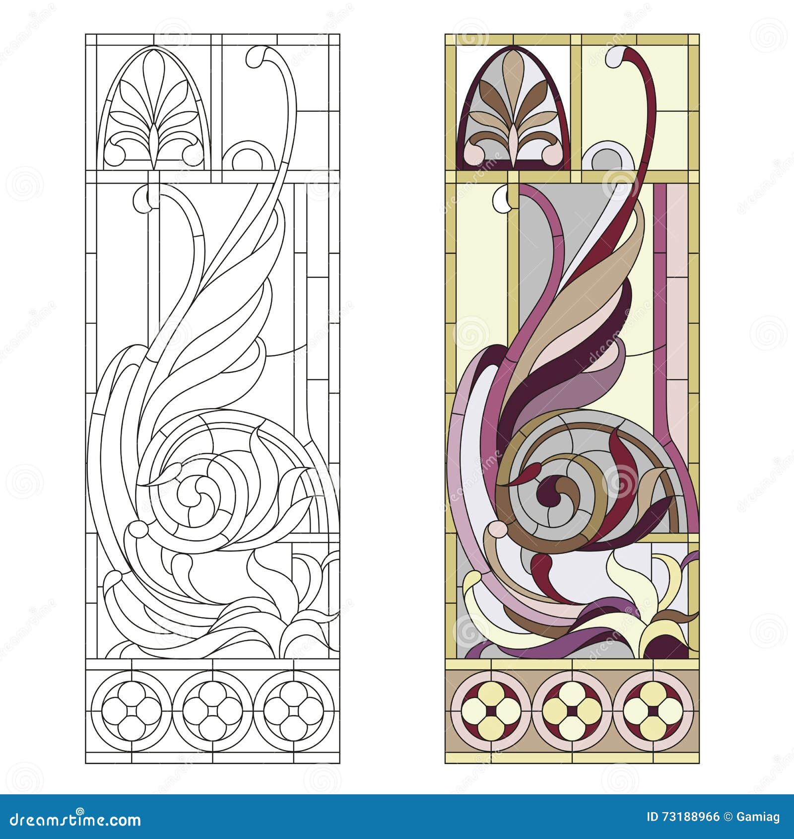 Stained glass pattern stock vector. Illustration of retro - 73188966