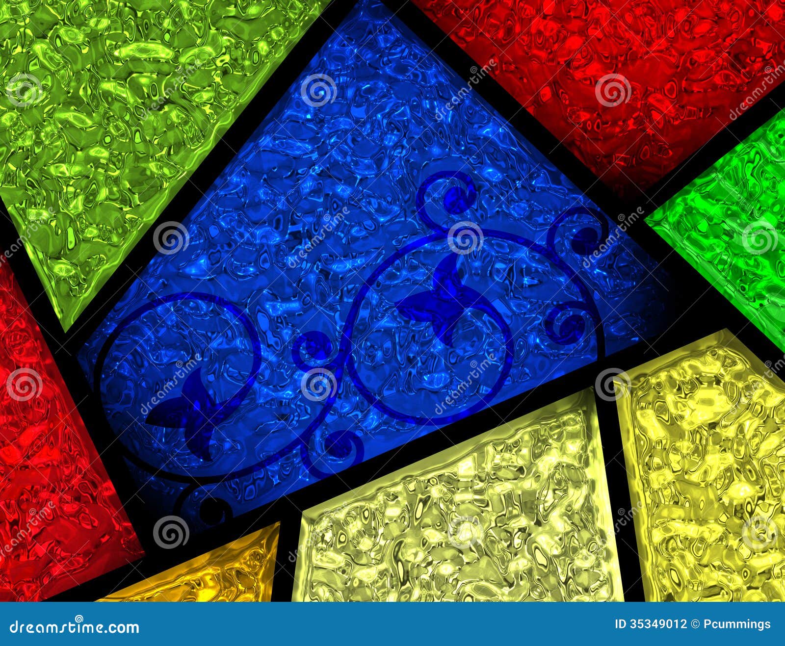 Stained Glass Patterned Window Sections Detail Stock Illustration ...