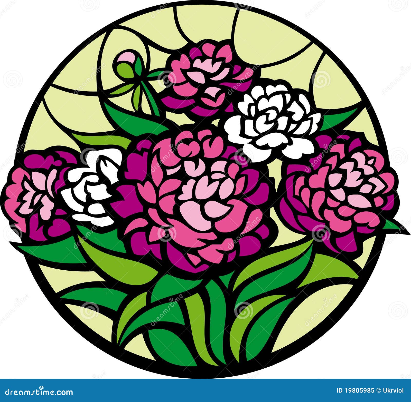 Stained-glass peonies. stock vector. Illustration of creative - 19805985