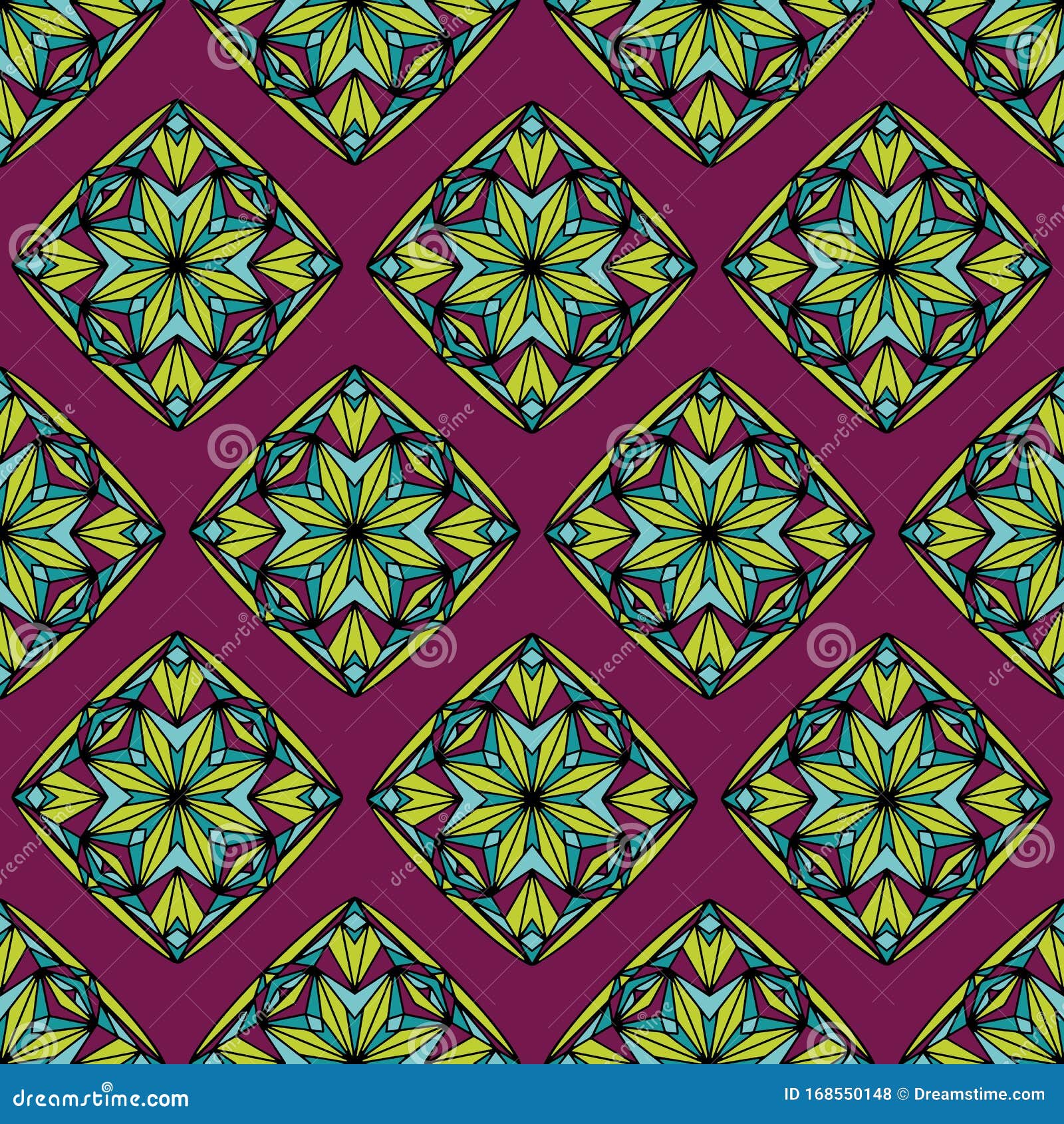 Stained Glass Quilt Inspired Vector Seamless Repeat Pattern Stock ...