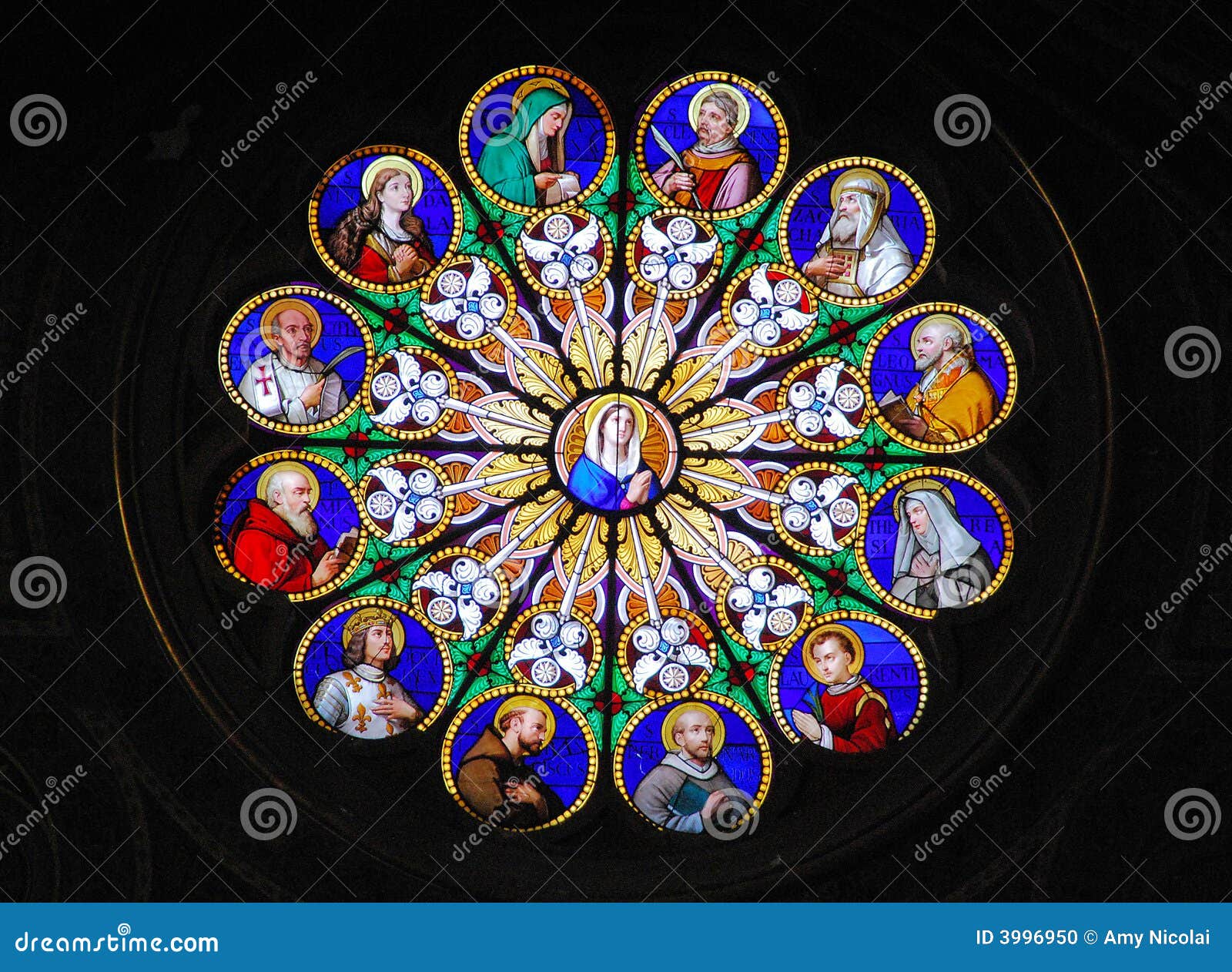 Stained glass saints editorial image. Image of rome, circle - 3996950