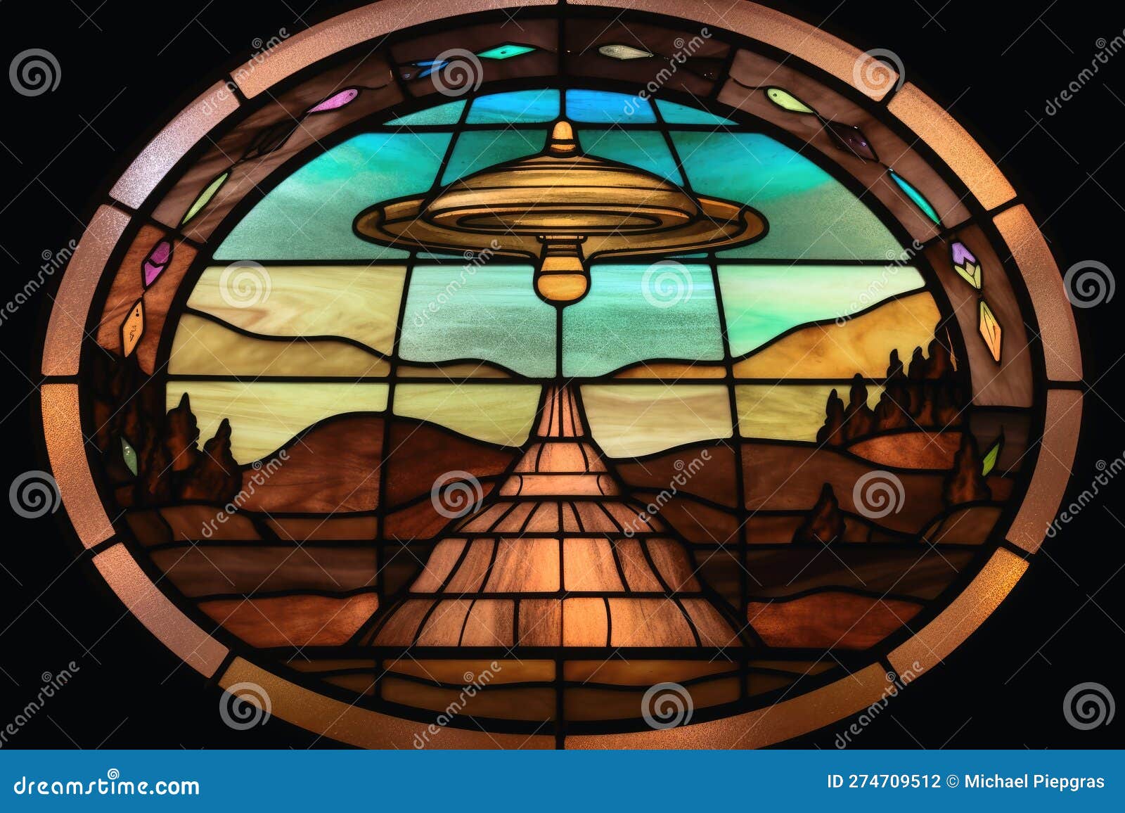 A Stained Glass Scene of a UFO Landing Created with Generative AI ...