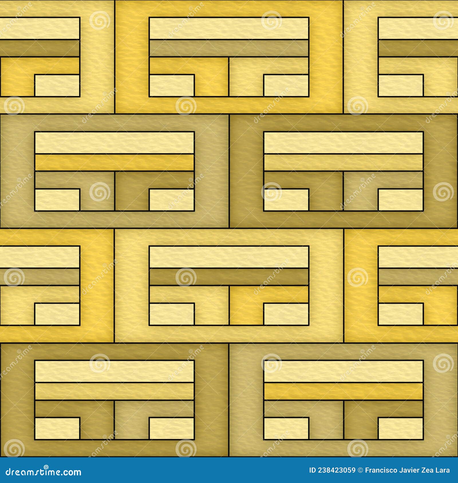 Stained Glass Seamless Pattern with Golden Rectangles Stock ...