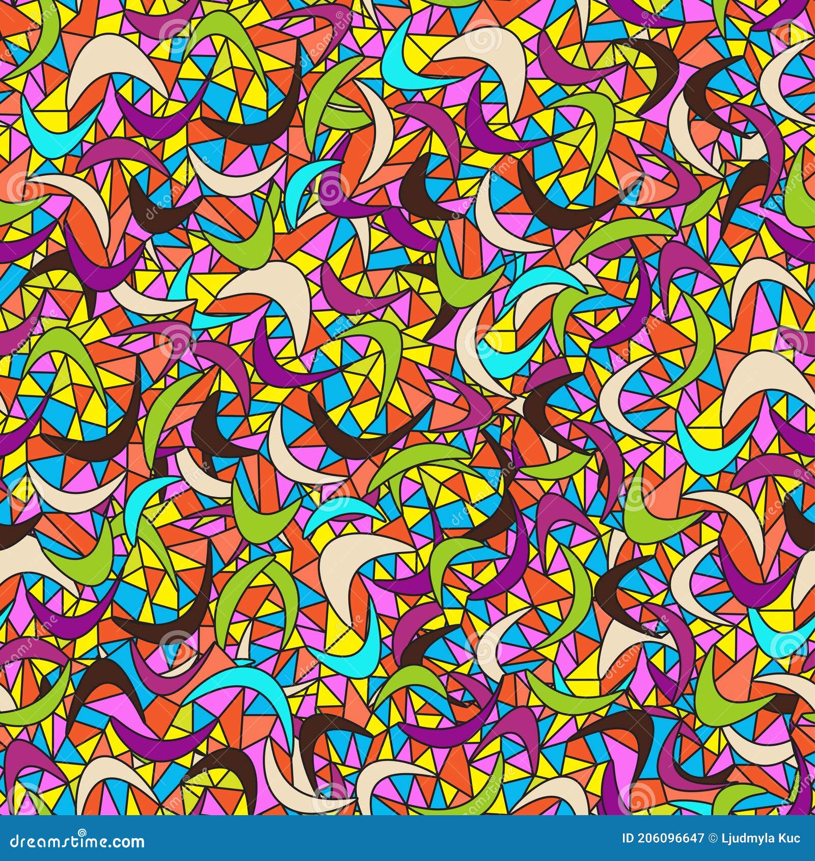 Stained Glass Seamless Pattern Stock Vector - Illustration of repeat ...