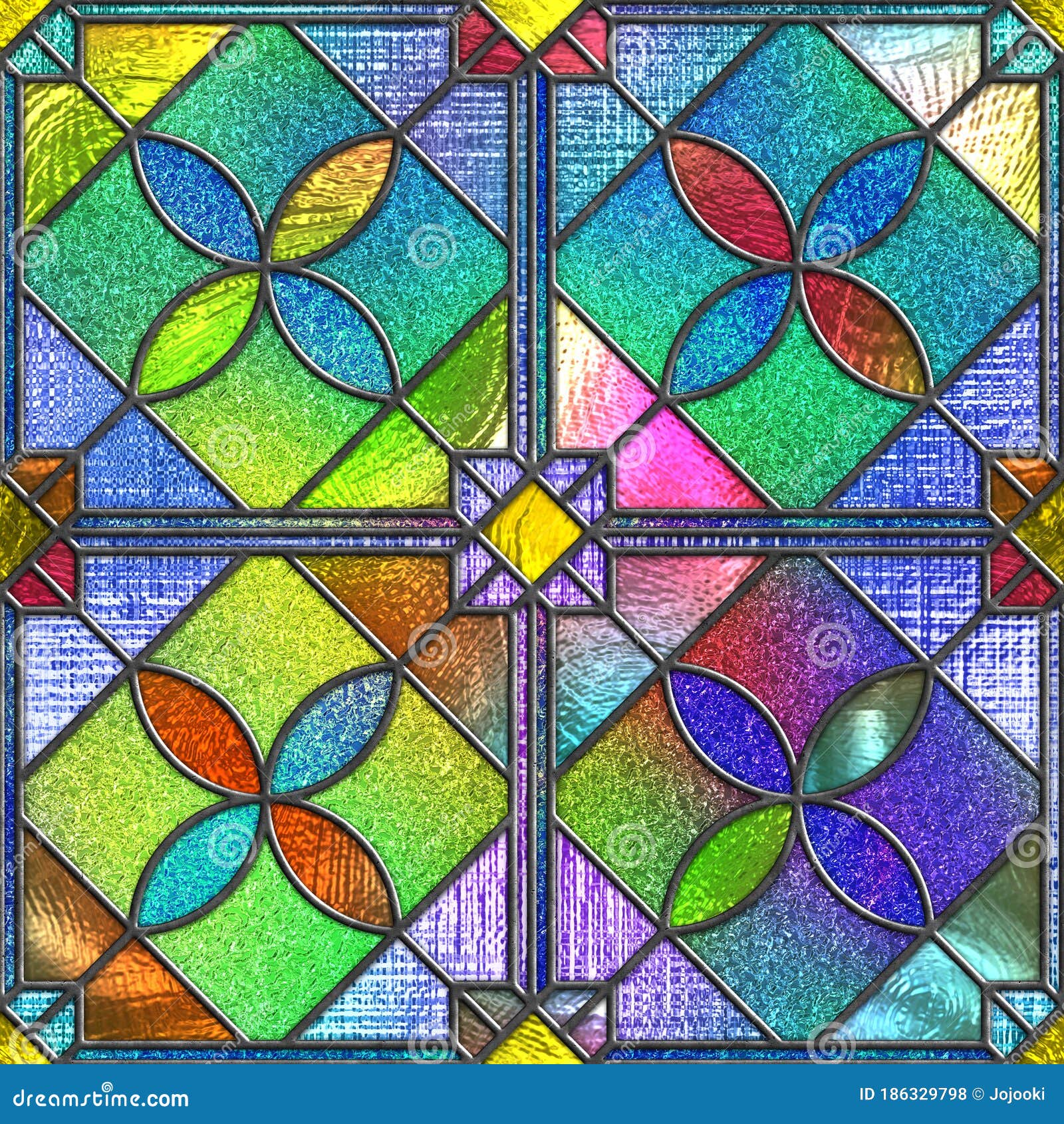 Stained Glass Seamless Texture with Geometric Pattern for Window ...