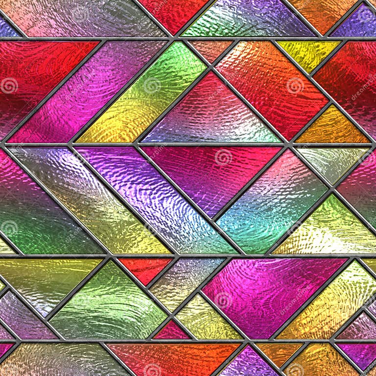 Stained Glass Seamless Texture With Geometric Pattern For Window
