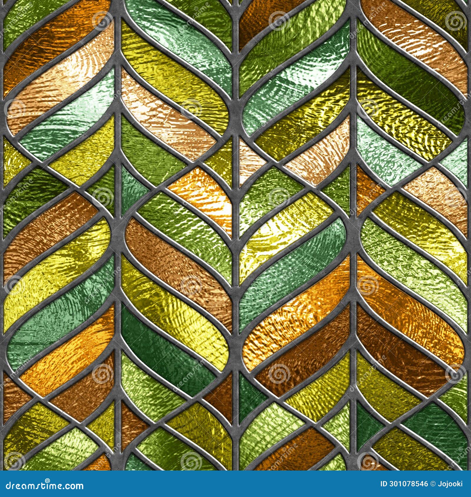 Stained Glass Seamless Texture with Leaf Pattern for Window, Colored ...