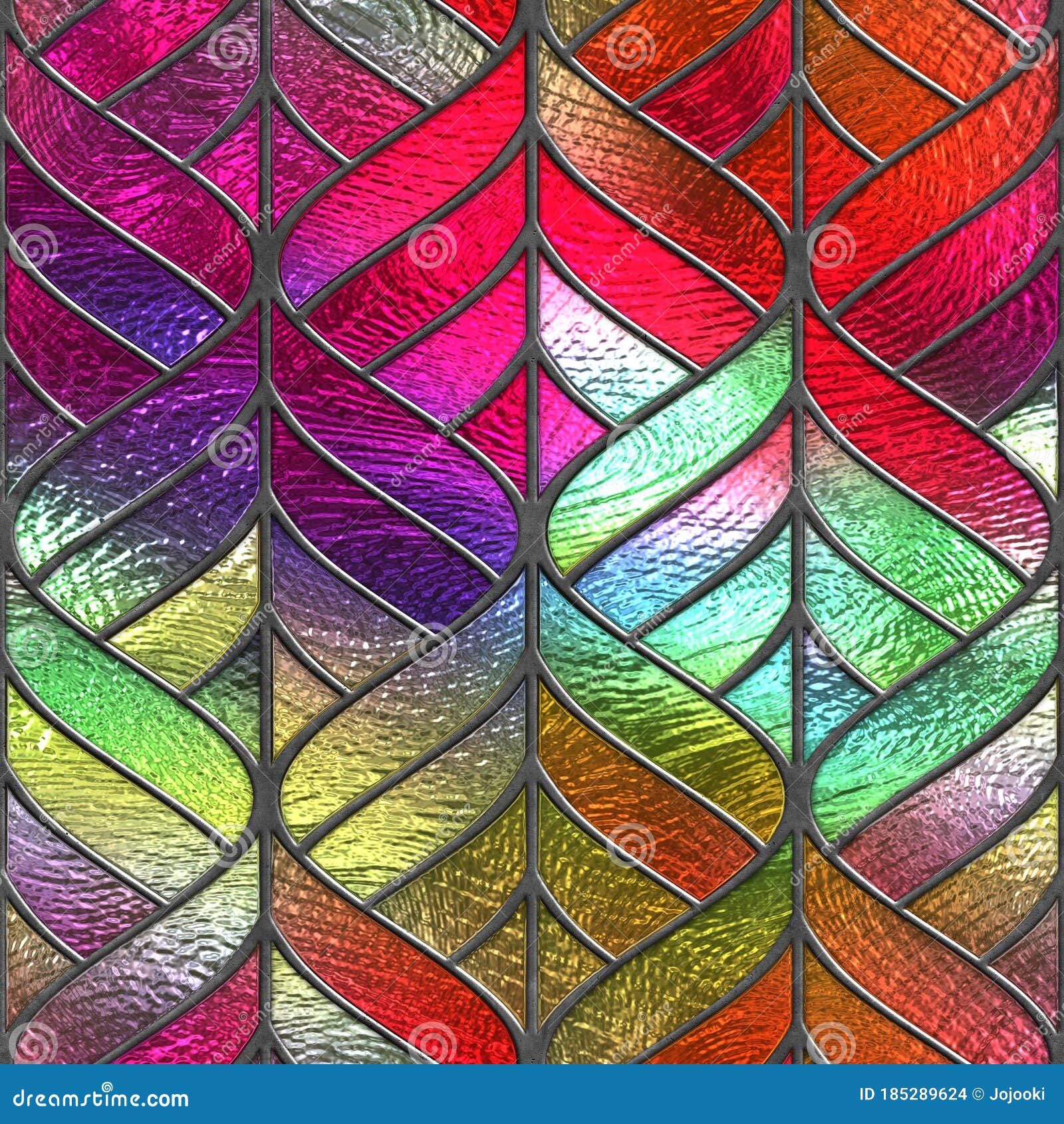 Stained Glass Seamless Texture with Waves Pattern for Window, Colored ...